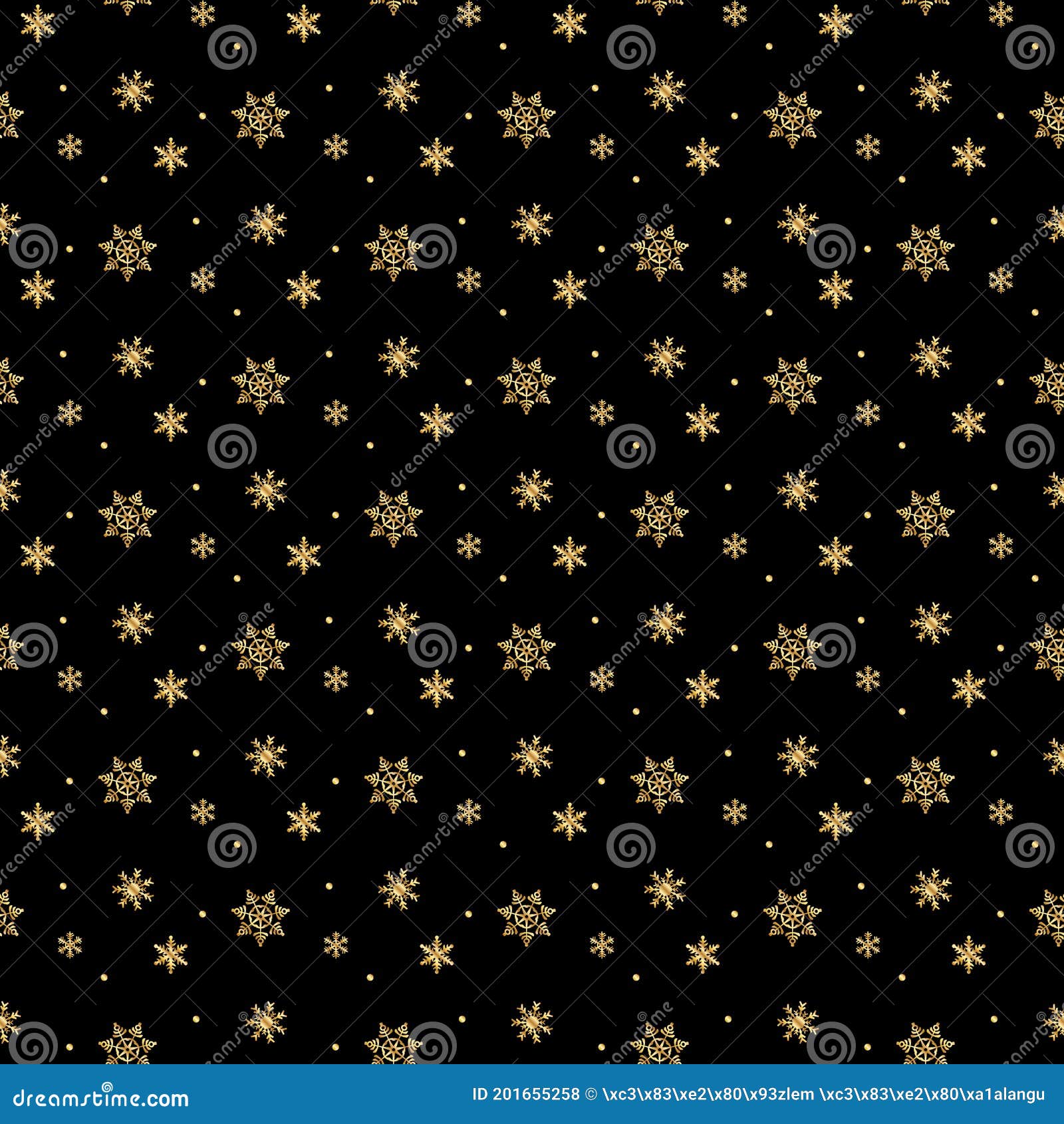 Seamless Gold Snowflakes Pattern and Background Vector Illustration ...