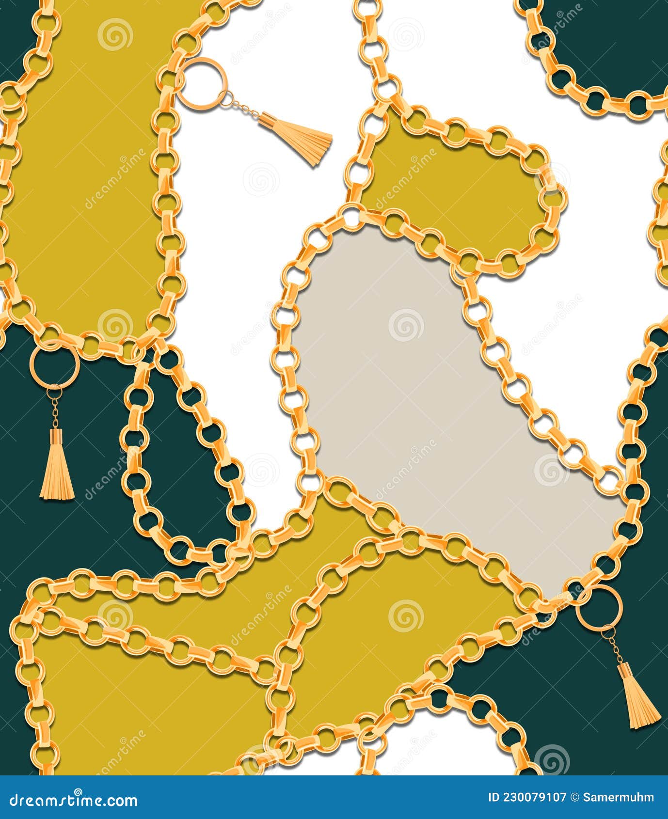 Seamless Golden Chains Pattern with Colored Background. Ready for ...