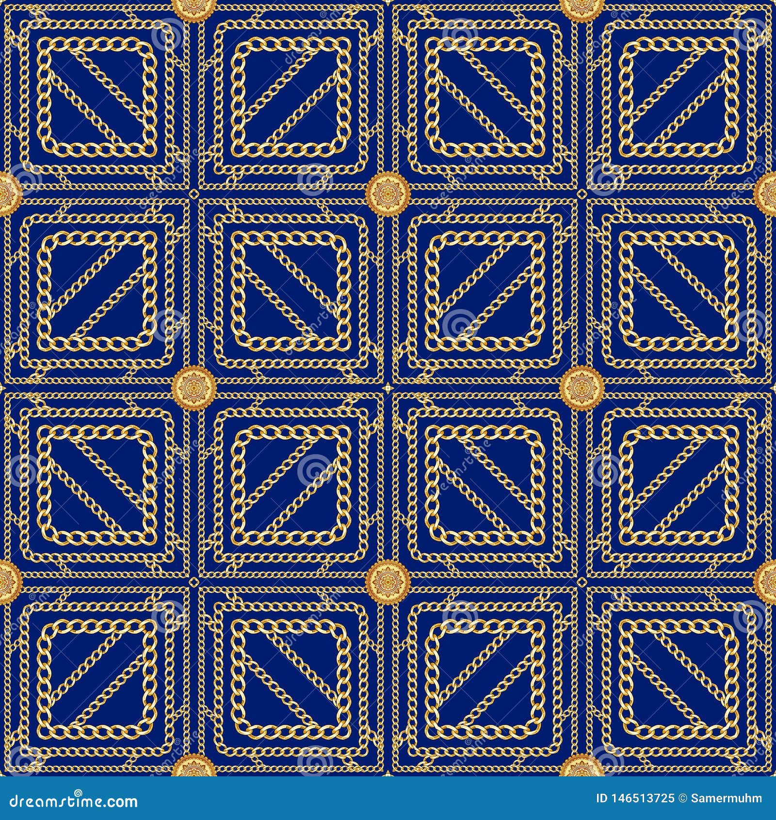 Seamless Golden Chains Pattern Geometric Textile Design Stock ...