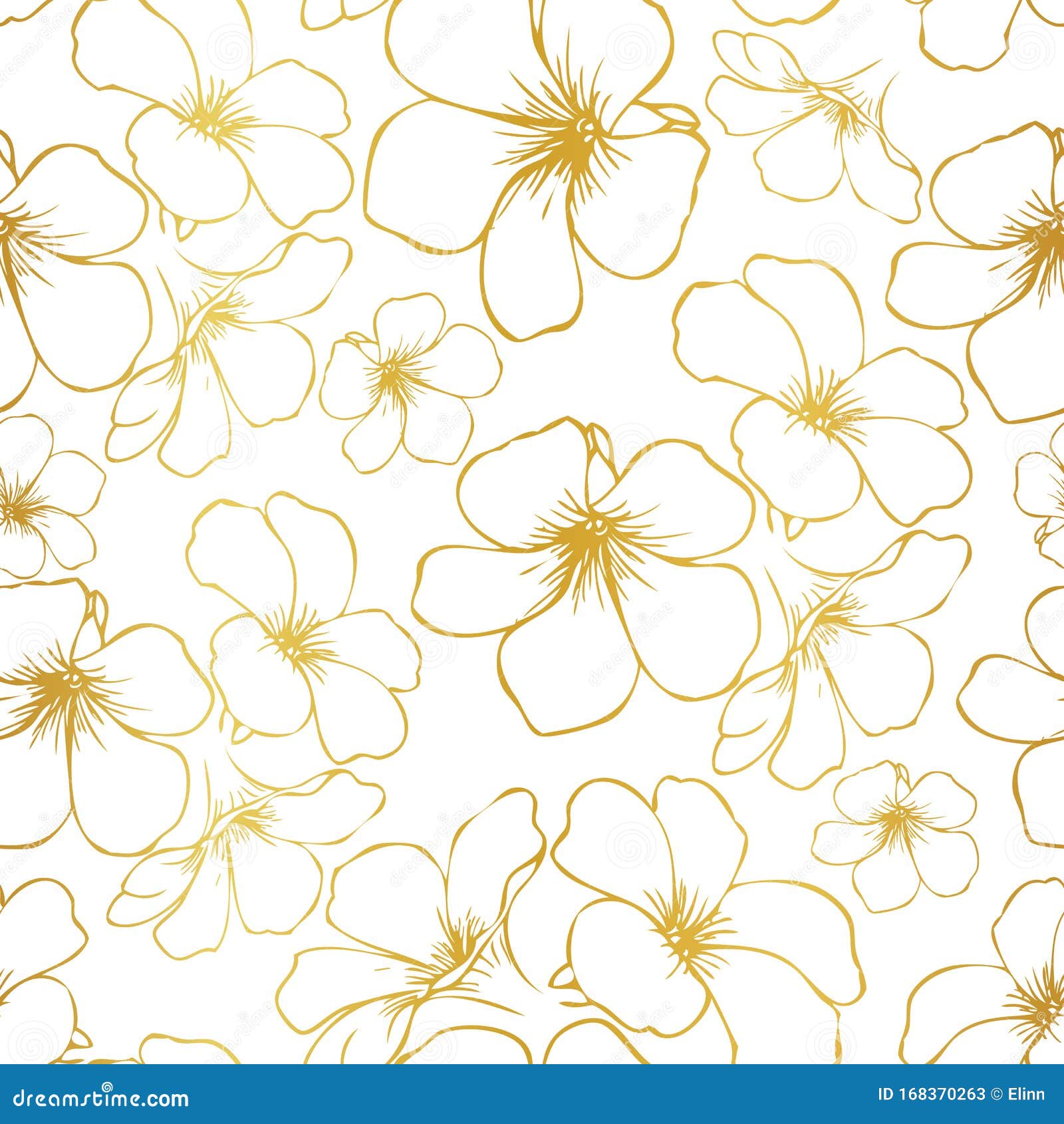 Seamless Golden Flowers Pattern Stock Illustration - Illustration of ...