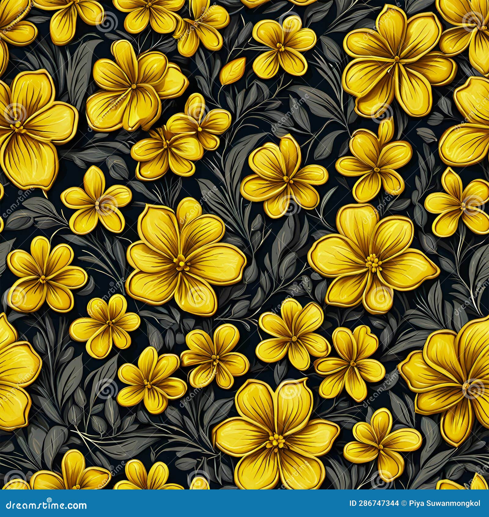 Seamless Golden Flowers Pattern Stock Illustration - Illustration of ...