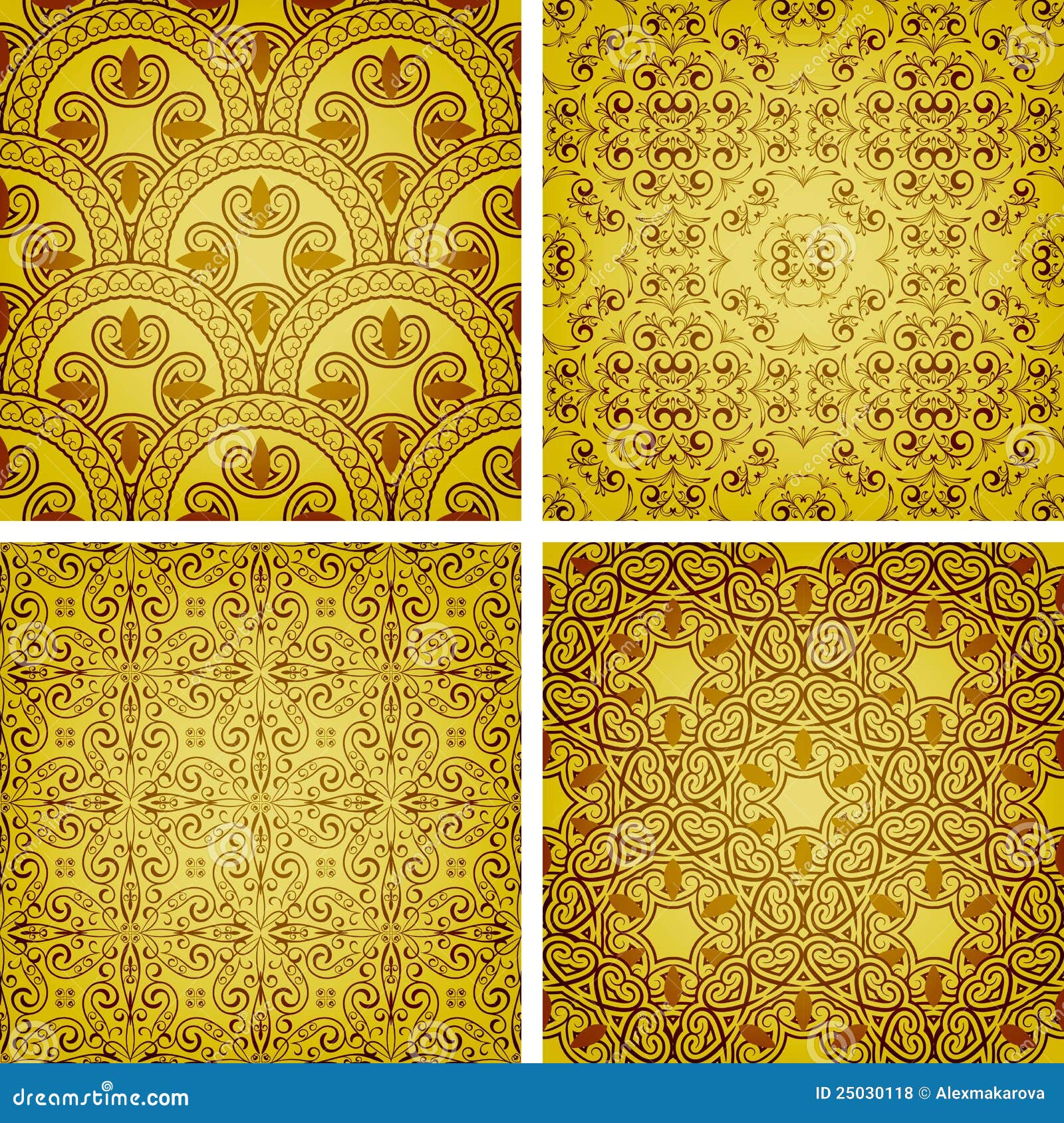 Seamless golden patterns stock vector. Illustration of retro - 25030118