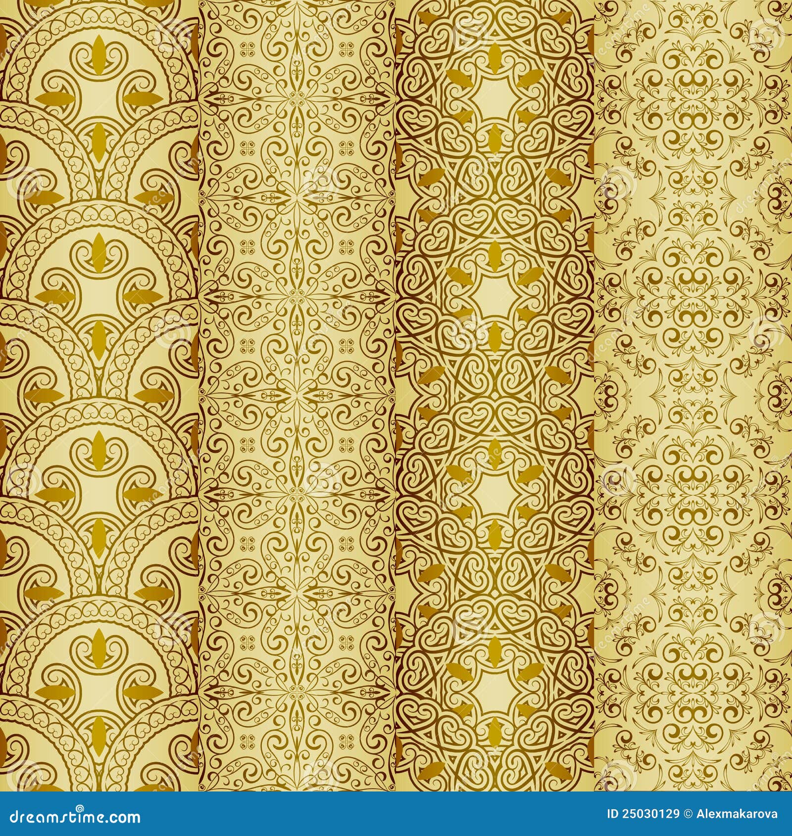 Seamless golden patterns stock vector. Illustration of retro - 25030129
