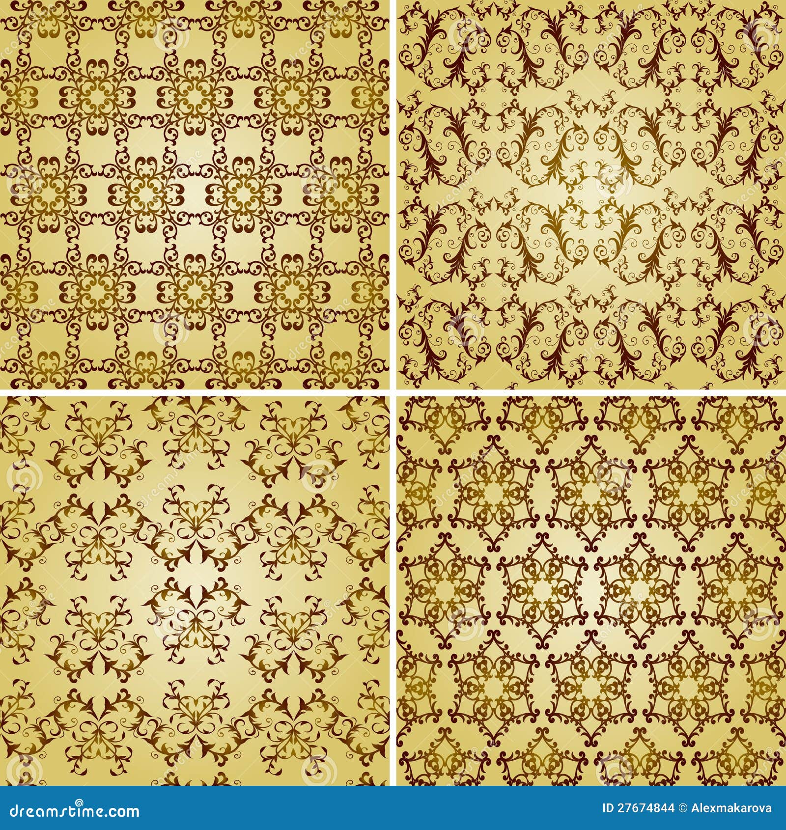 Seamless golden patterns stock vector. Illustration of swirl - 27674844