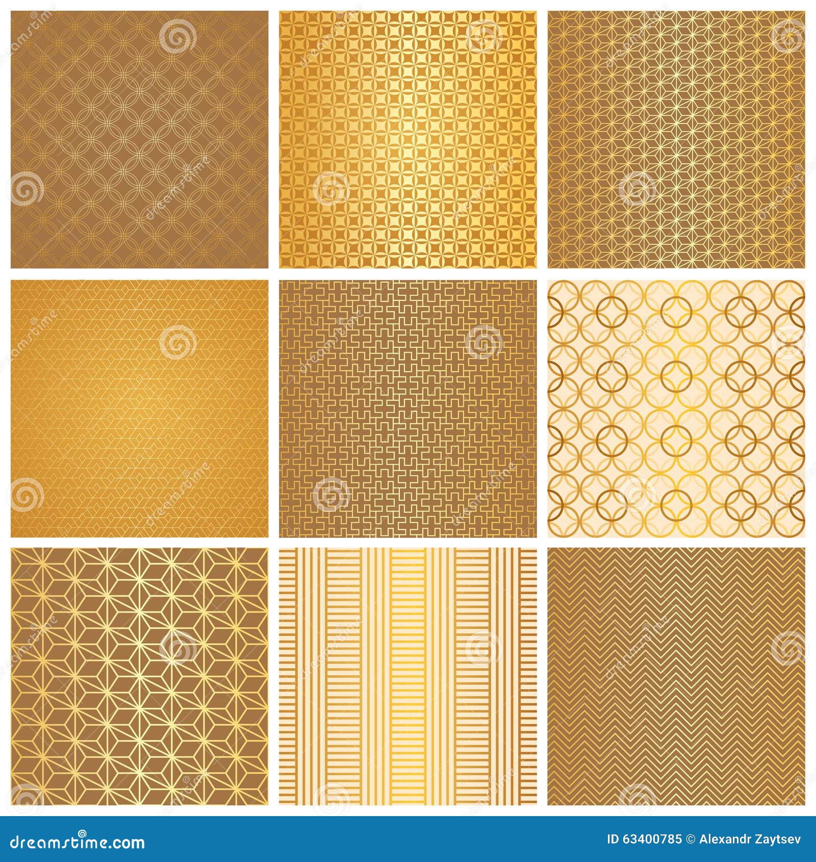 Seamless golden patterns stock vector. Illustration of abstract - 63400785
