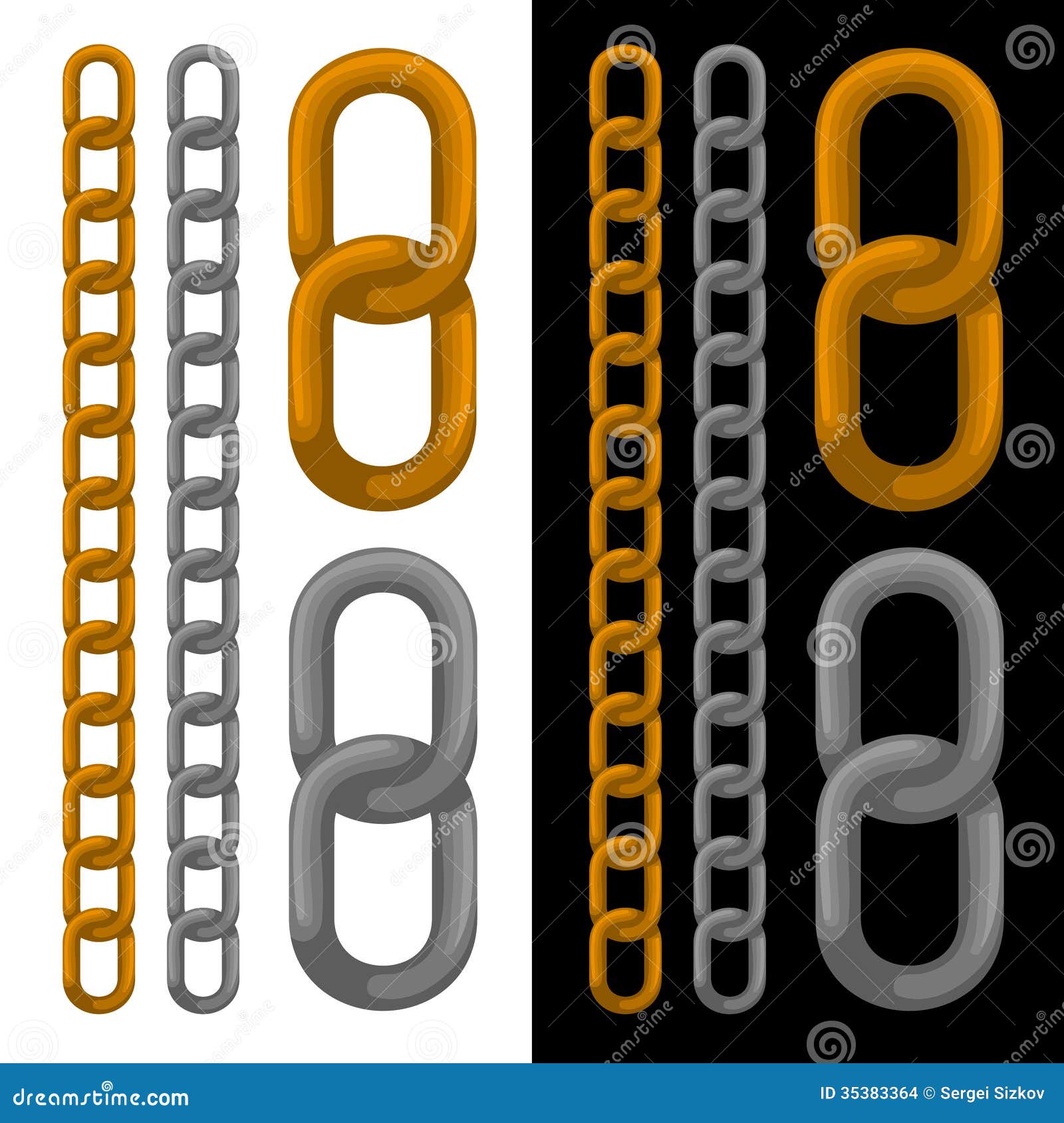 Seamless Golden and Silver Chain. Vector. Stock Vector - Illustration ...