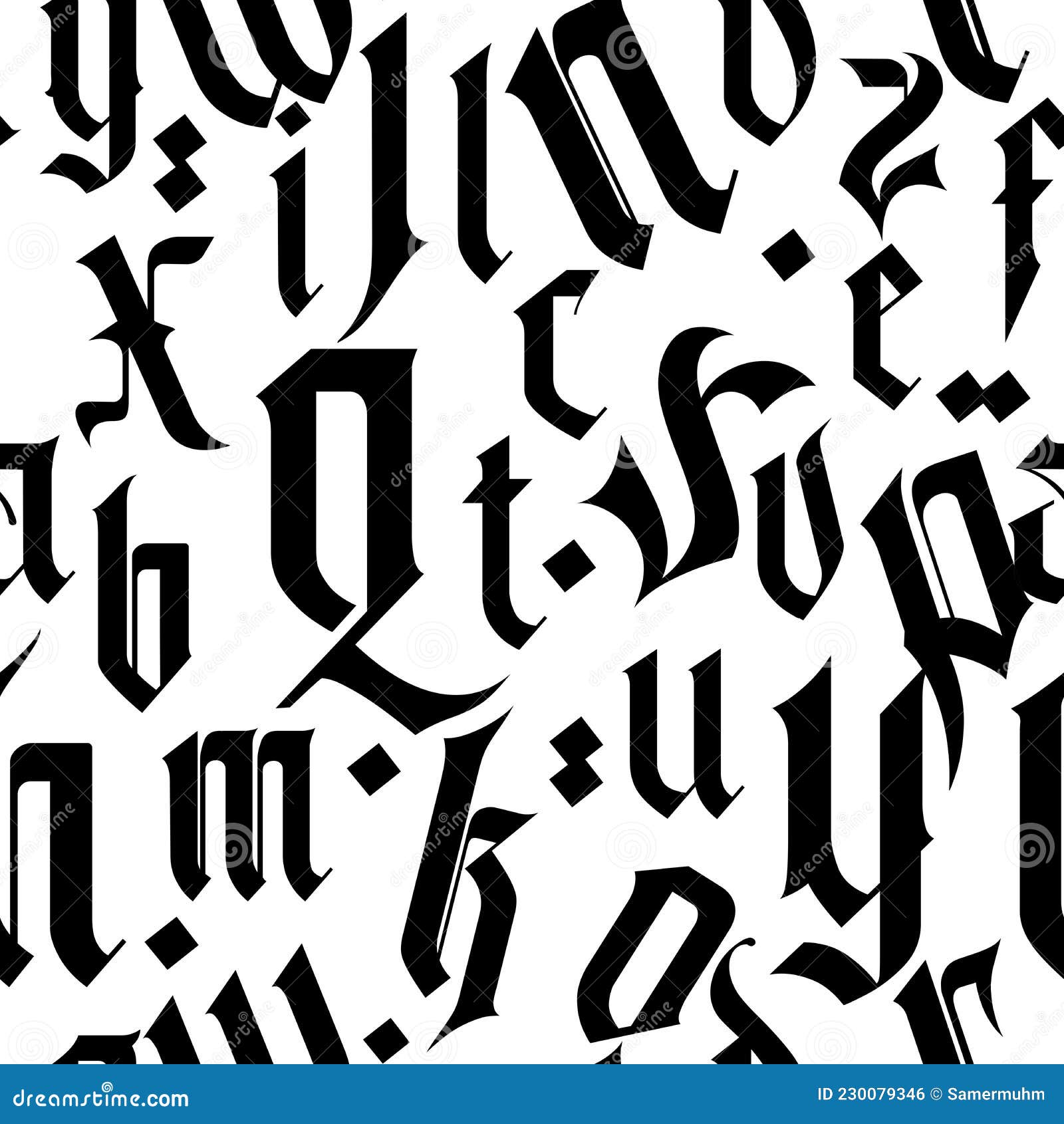 Seamless Gothic Style Pattern, Calligraphy and Lettering Design Ready ...