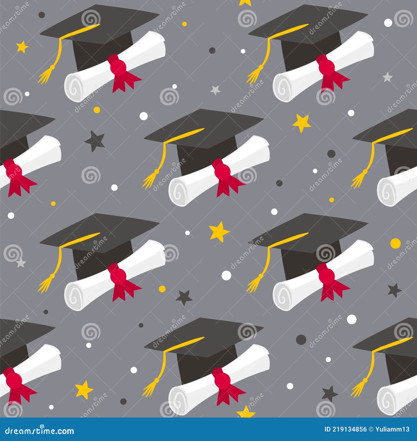 Seamless Graduation Celebration Pattern Background Cartoon Vector ...