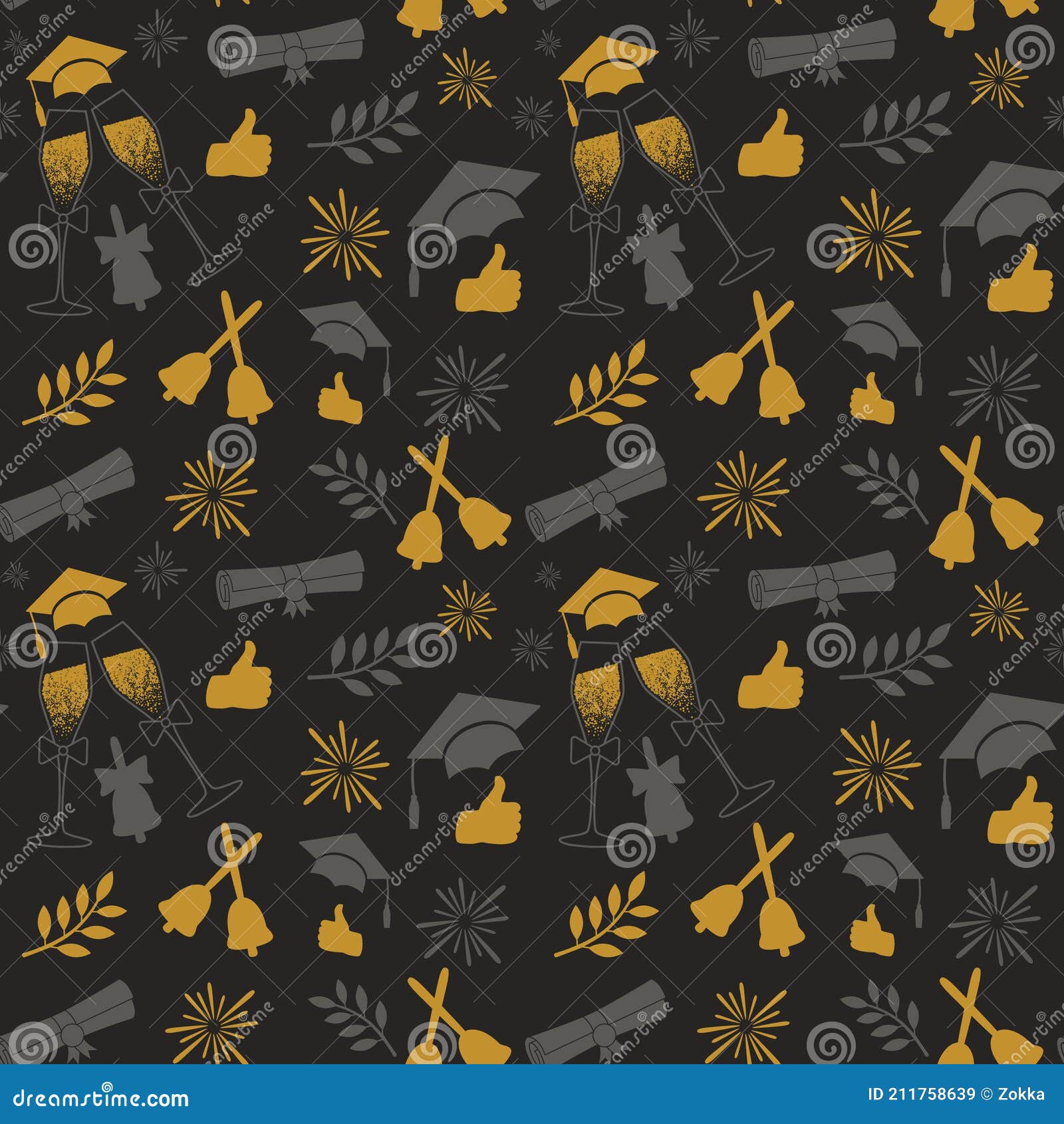 Seamless Graduation Celebration Pattern Background Cartoon Vector ...