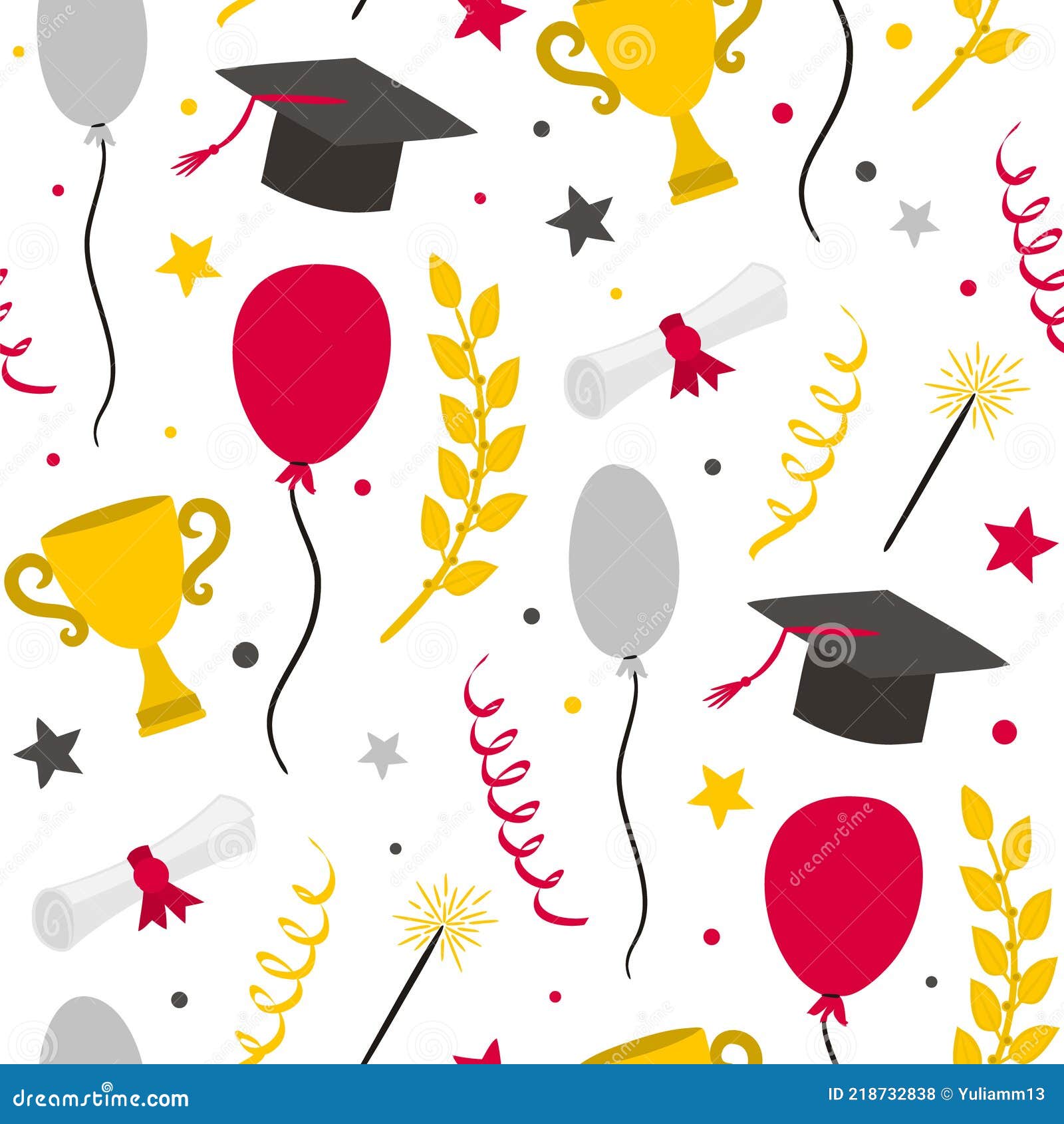 Seamless Graduation Pattern with Doodle Style Elements Stock Vector ...