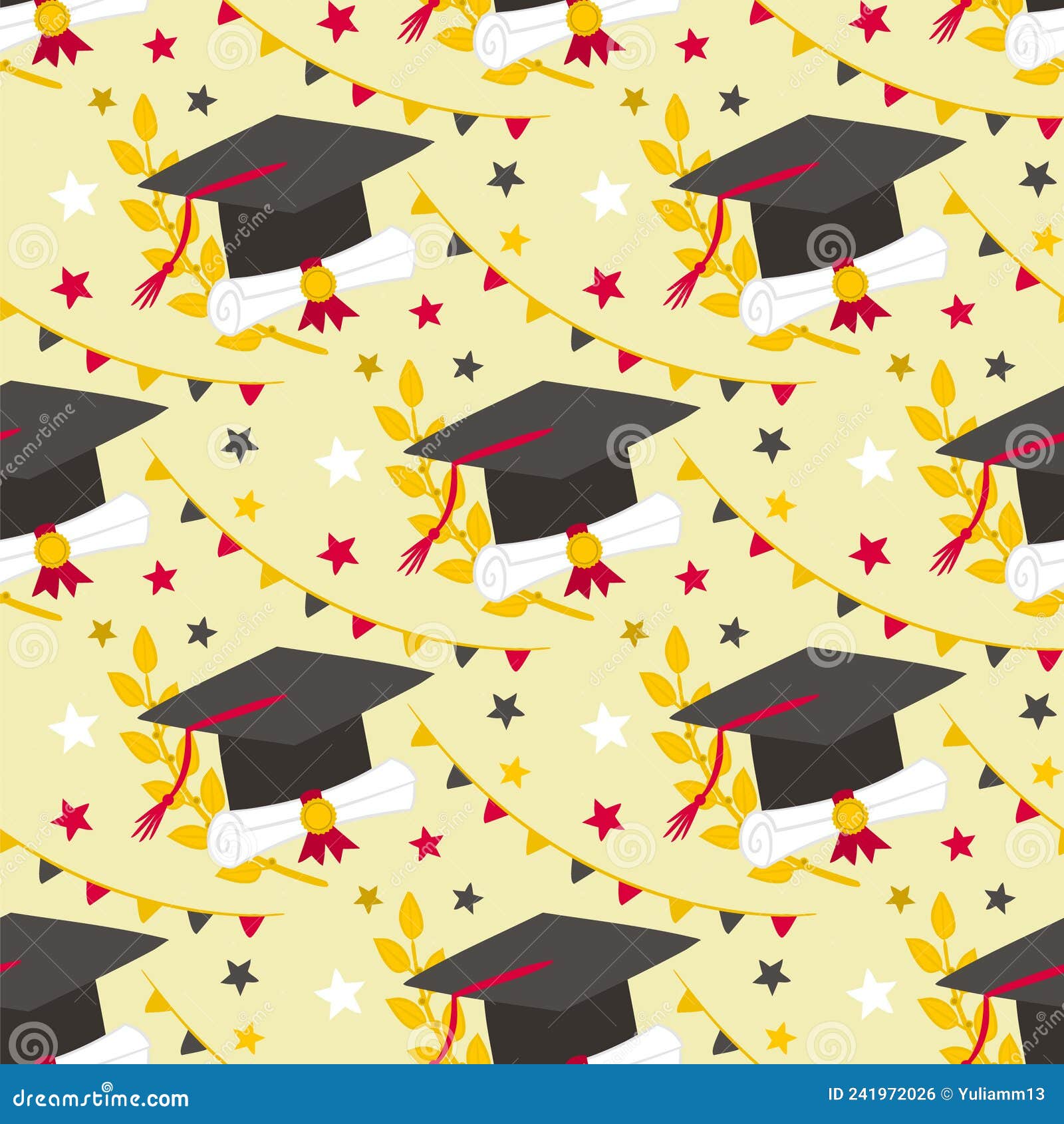 Seamless Graduation Pattern with Doodle Style Elements Stock Vector ...