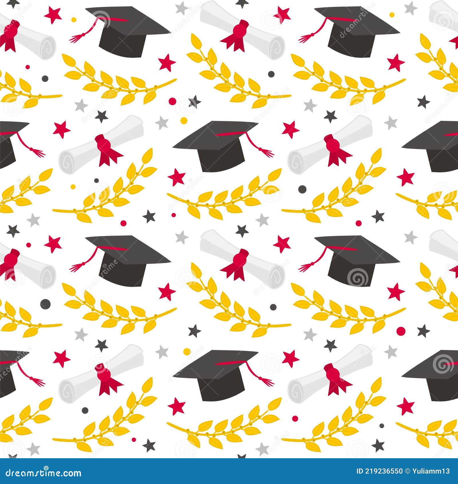 Seamless Graduation Pattern with Doodle Style Elements Stock Vector ...