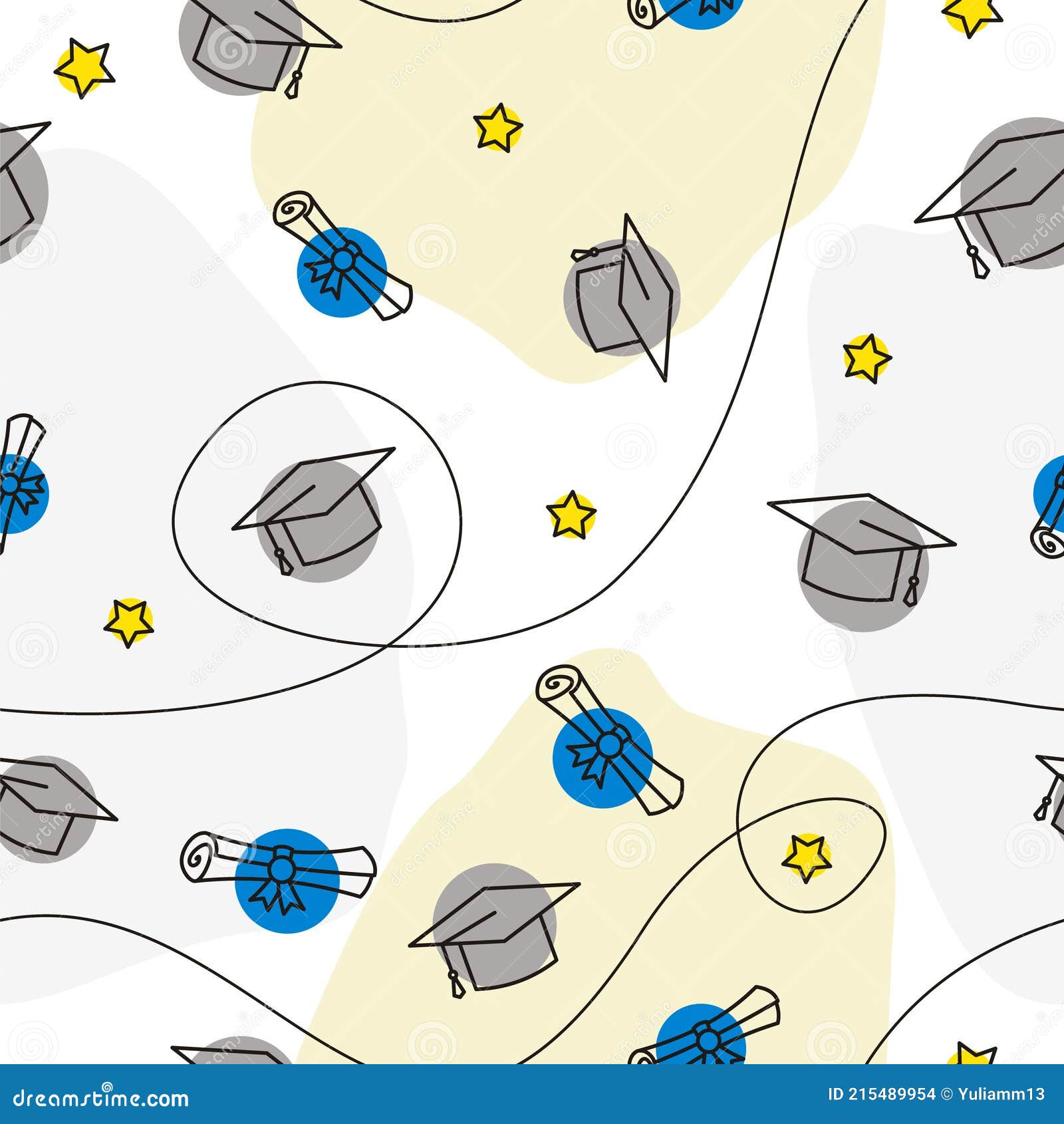 Seamless Graduation Celebration Pattern Background Cartoon Vector ...