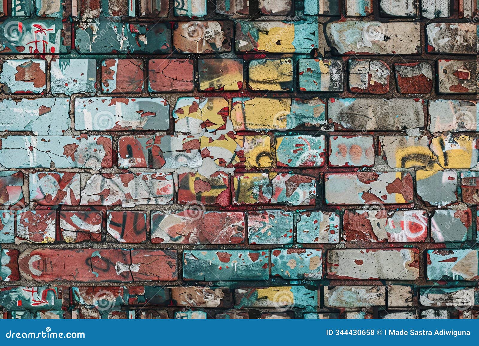 Seamless Graffiti Brick Wall Texture. Urban Grit Pattern for Creative ...