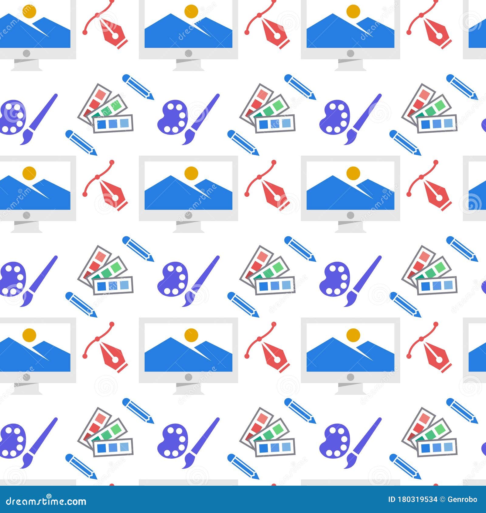 Seamless Graphic Designer Tools Starter Kit Pattern Template Stock ...