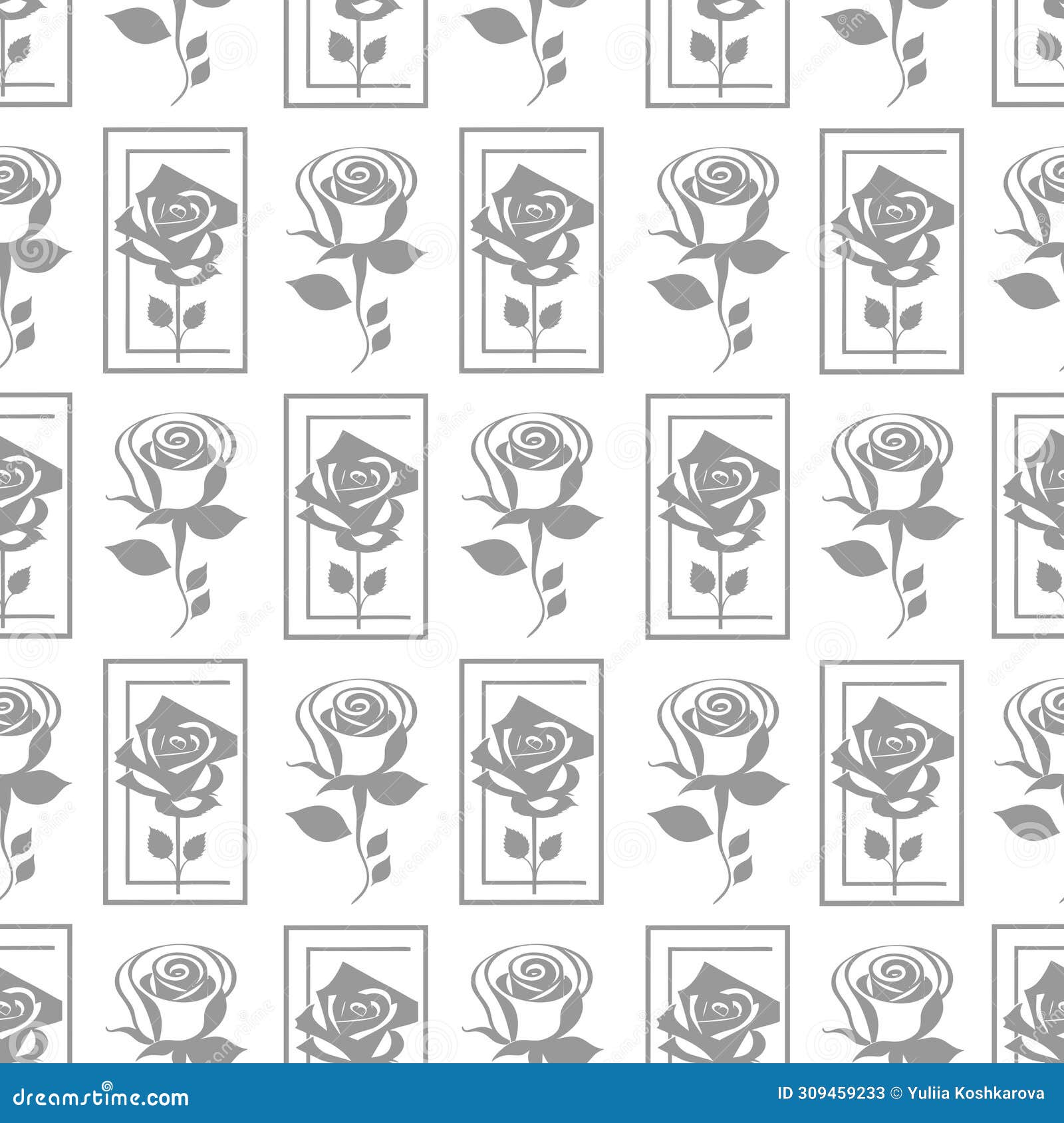 Seamless Graphic Floral Pattern of Gray Roses on a White Background ...