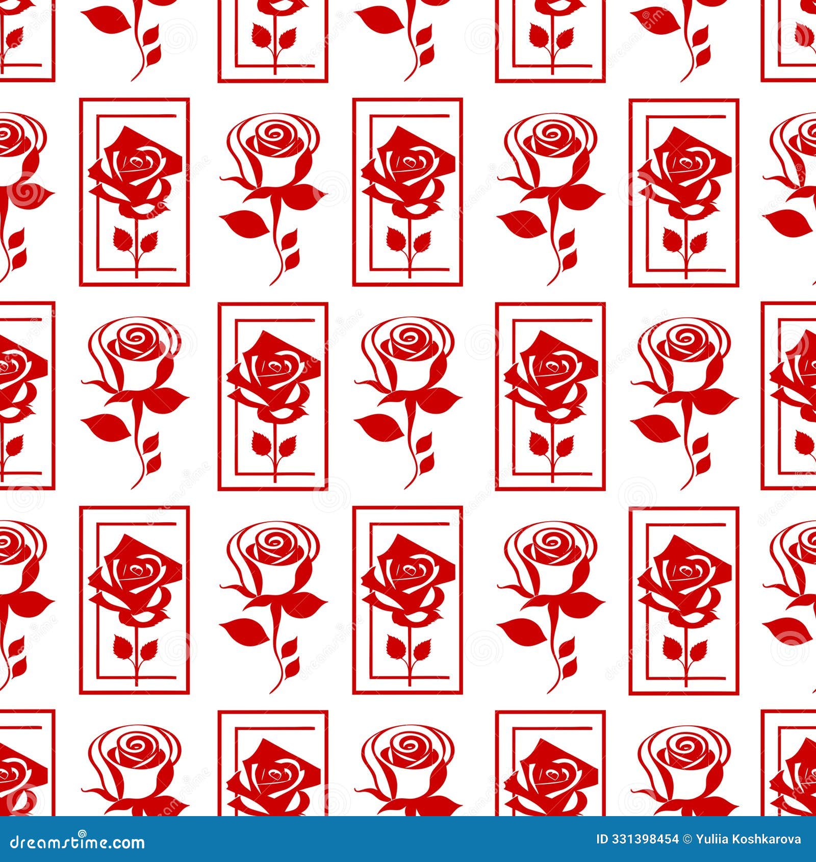 Seamless Graphic Floral Pattern Red Roses on White Background, Texture ...