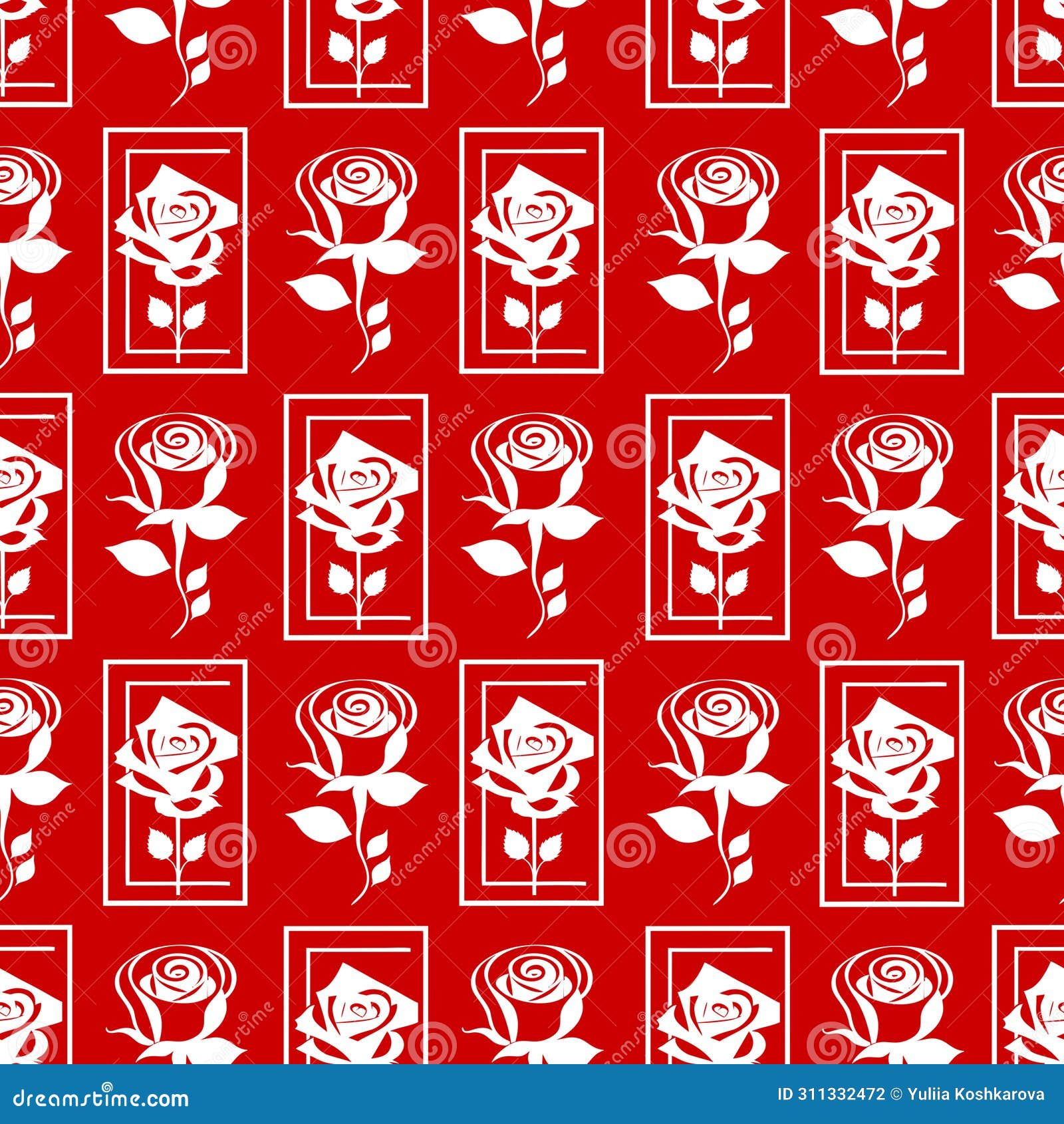 Seamless Graphic Floral Pattern White Roses on a Red Background ...