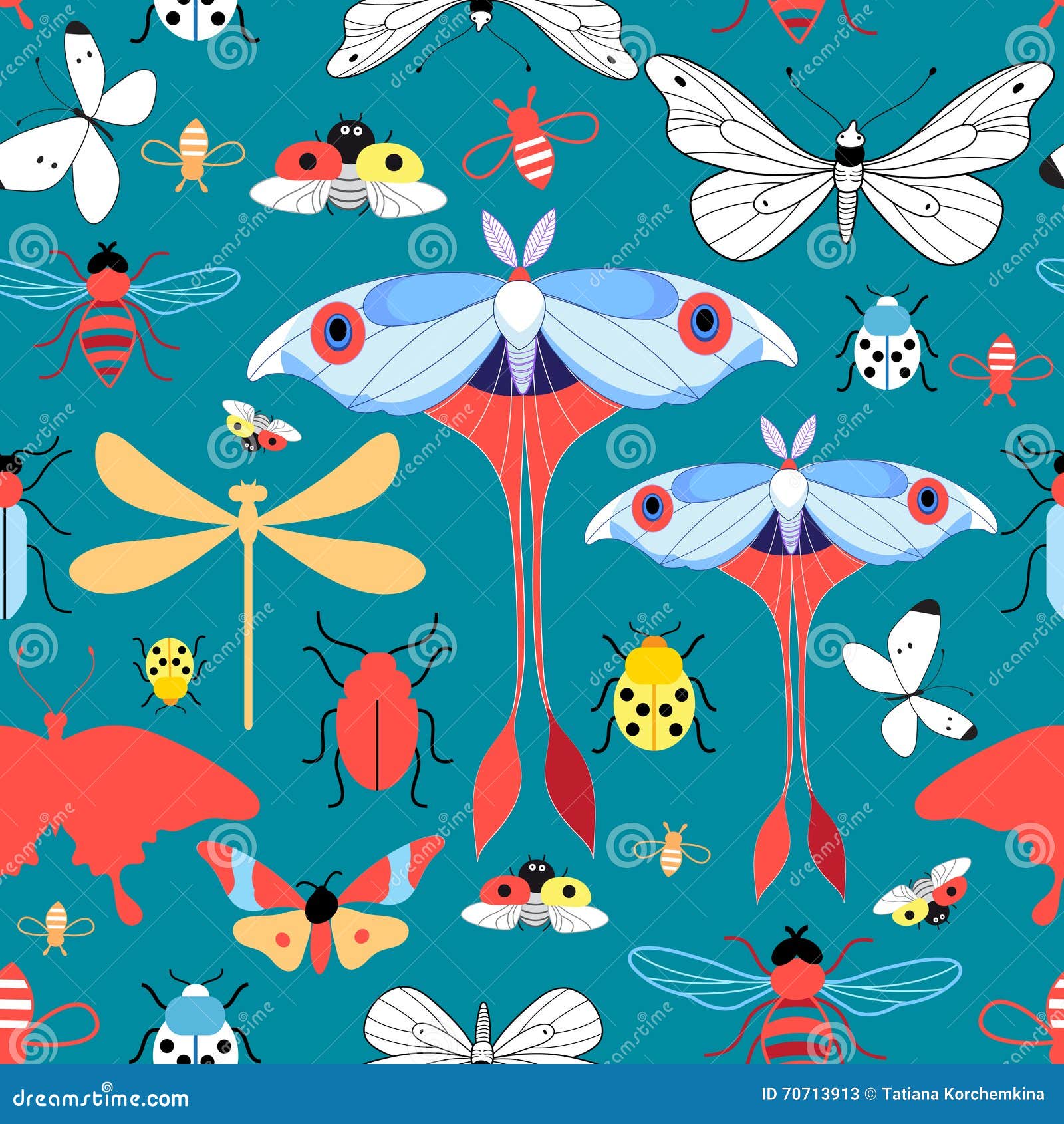 Seamless Graphic Pattern with Different Insects Stock Vector ...