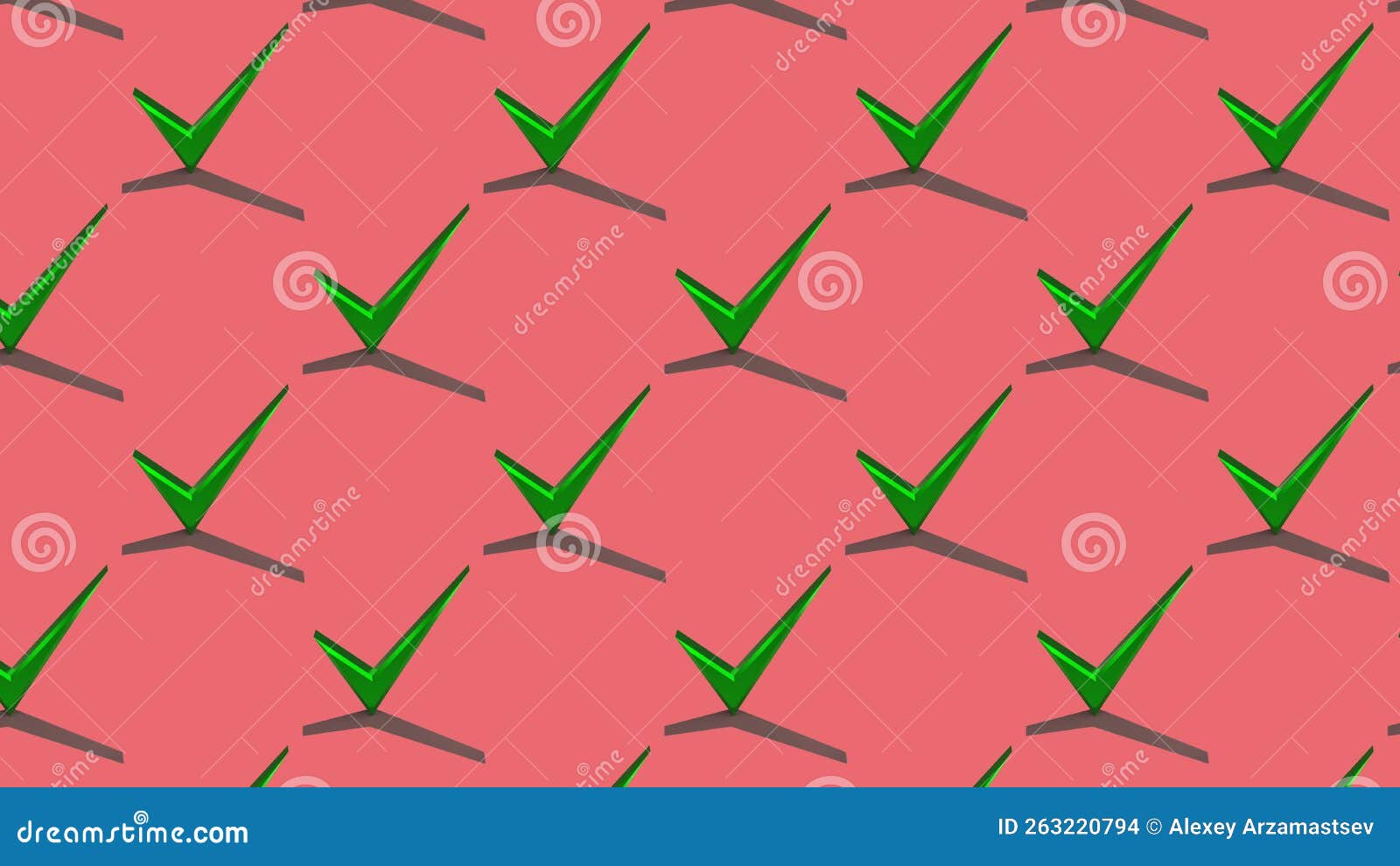 Seamless Graphic Pattern with Green Check Mark on Pink Background with ...