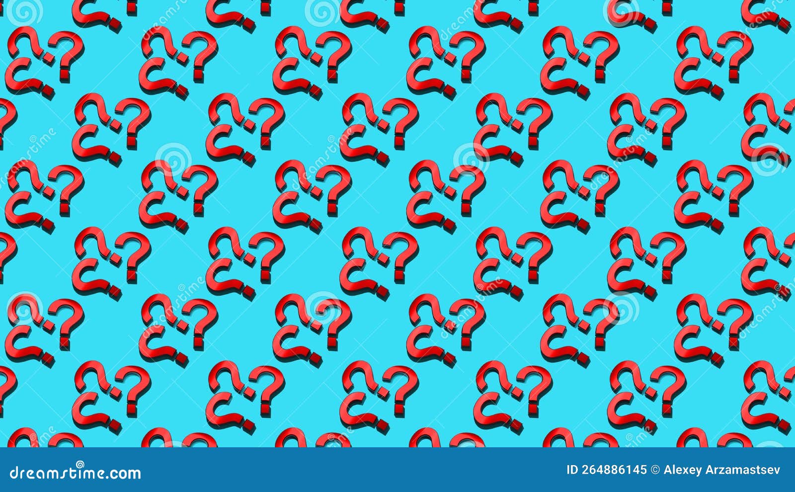 Seamless Graphic Pattern with Red Question Marks on a Blue Background ...