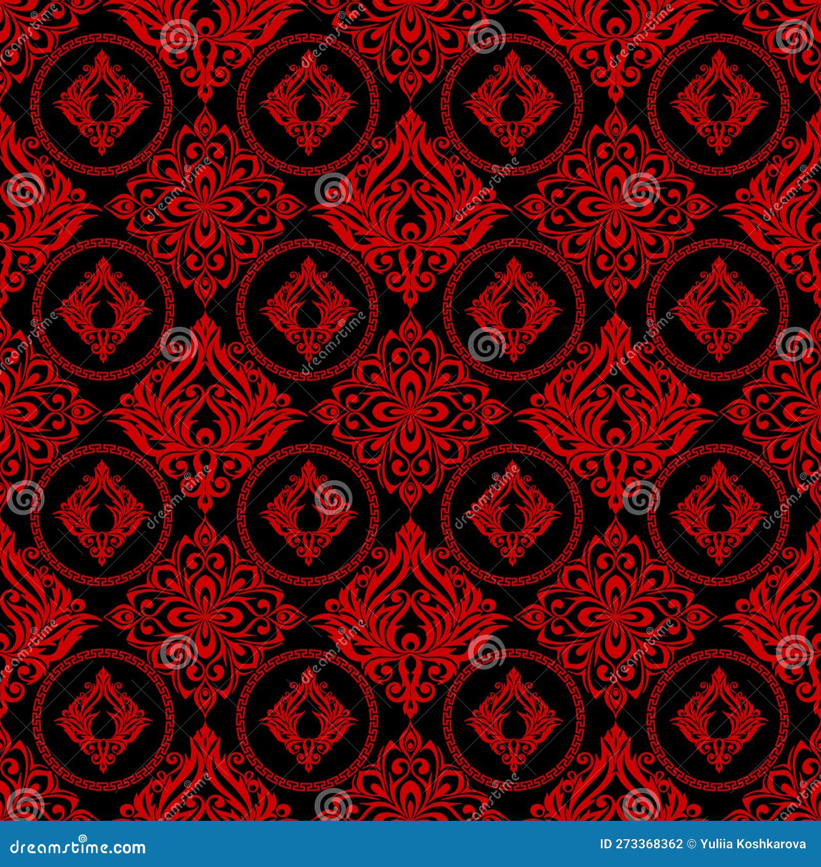 Seamless Graphic Pattern, Tile with Abstract Geometric Red Ornament on ...