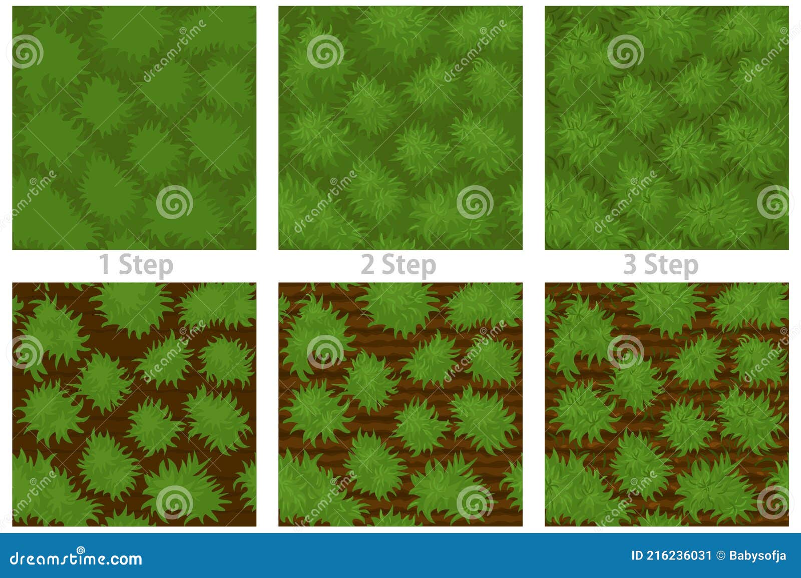 Seamless Grass Pattern, Drawing Step by Step Wallpaper Texture. Stock ...