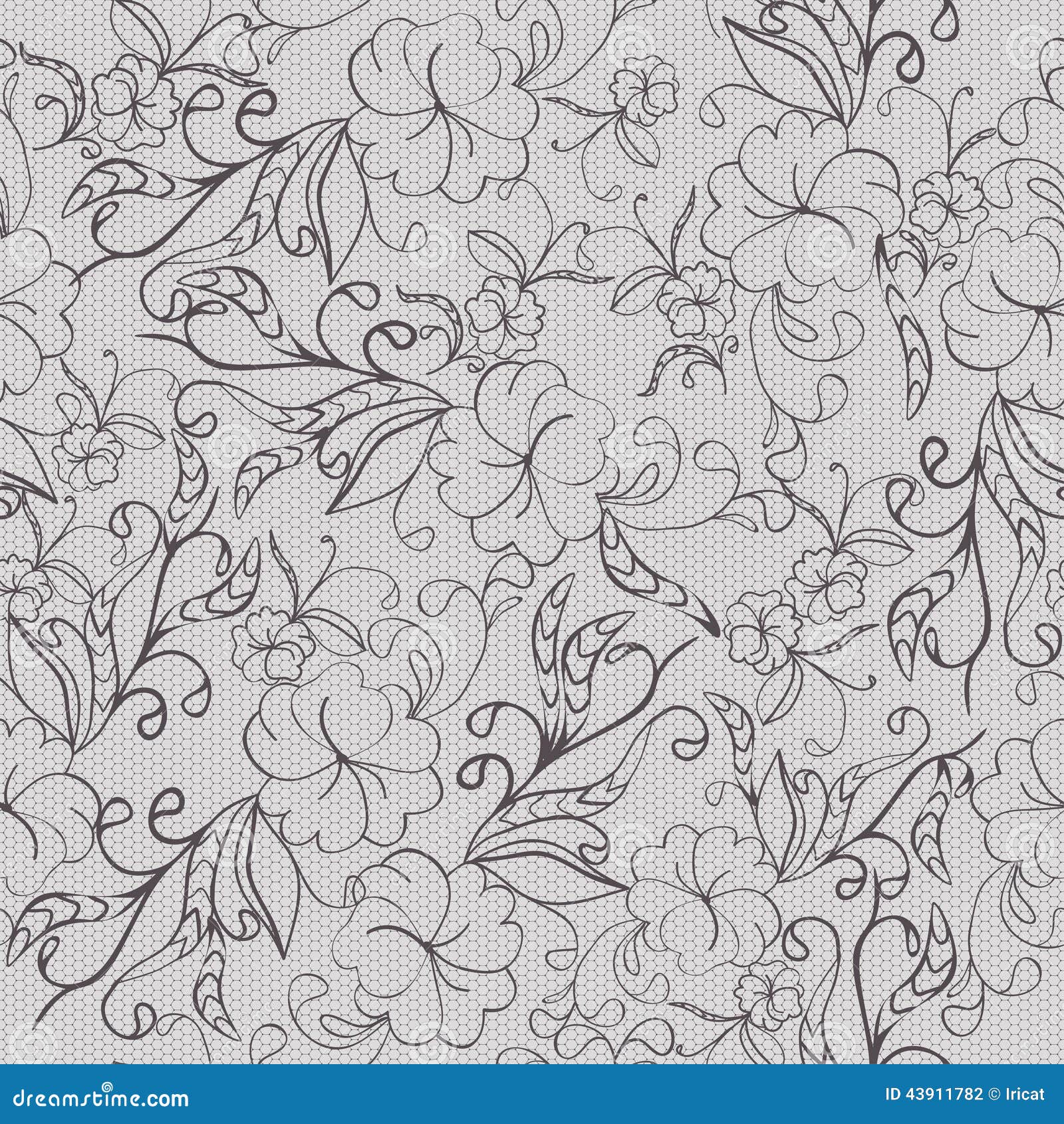 Seamless Gray Floral Monochrome Pattern. Stock Vector - Illustration of ...