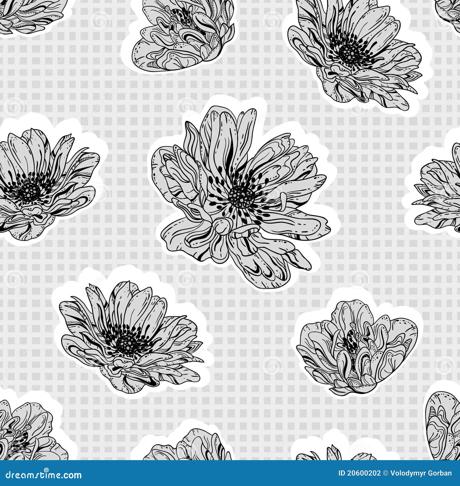 Seamless gray flowers stock vector. Illustration of botanical - 20600202