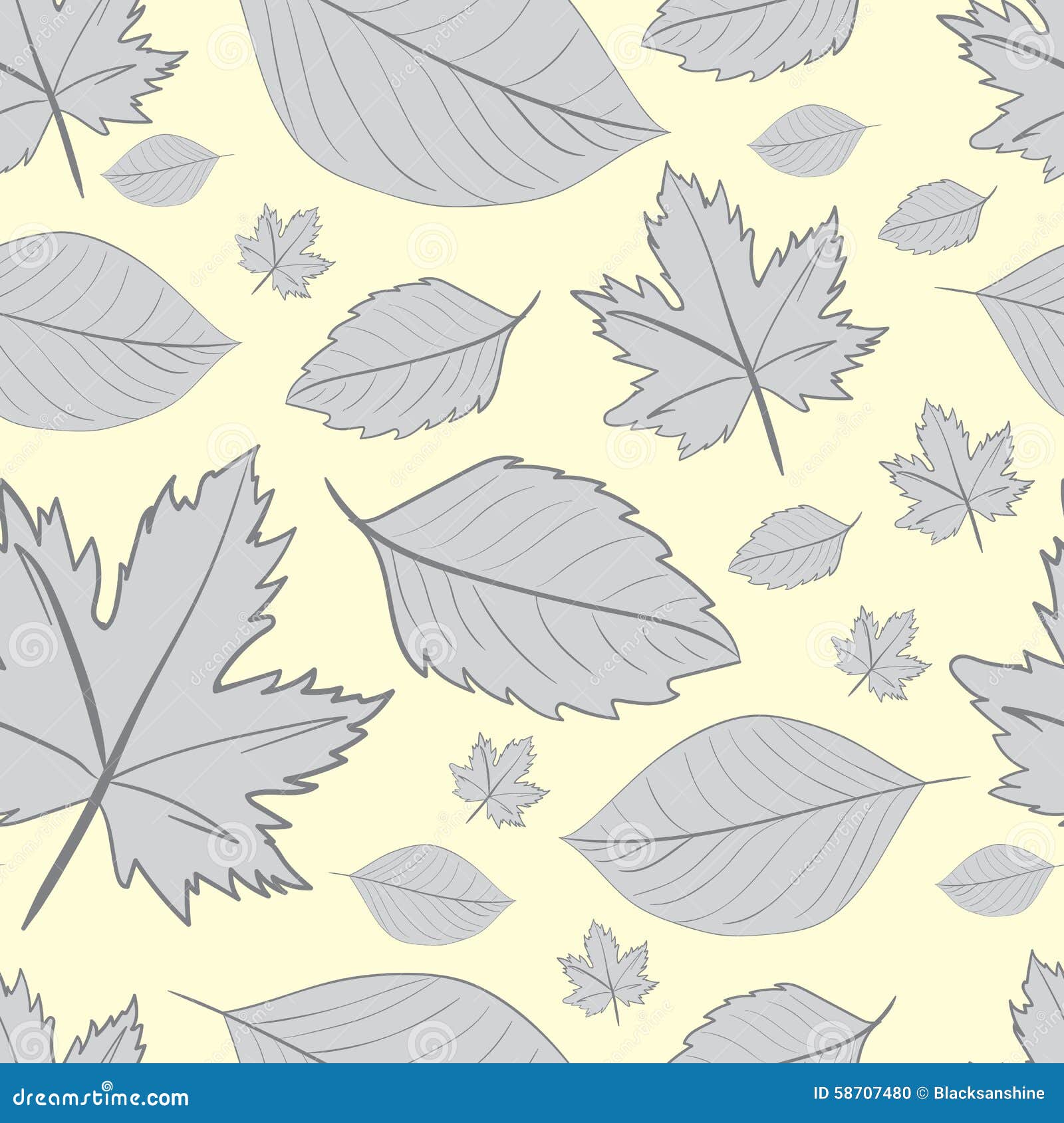 Seamless gray leaves stock vector. Illustration of infinite - 58707480
