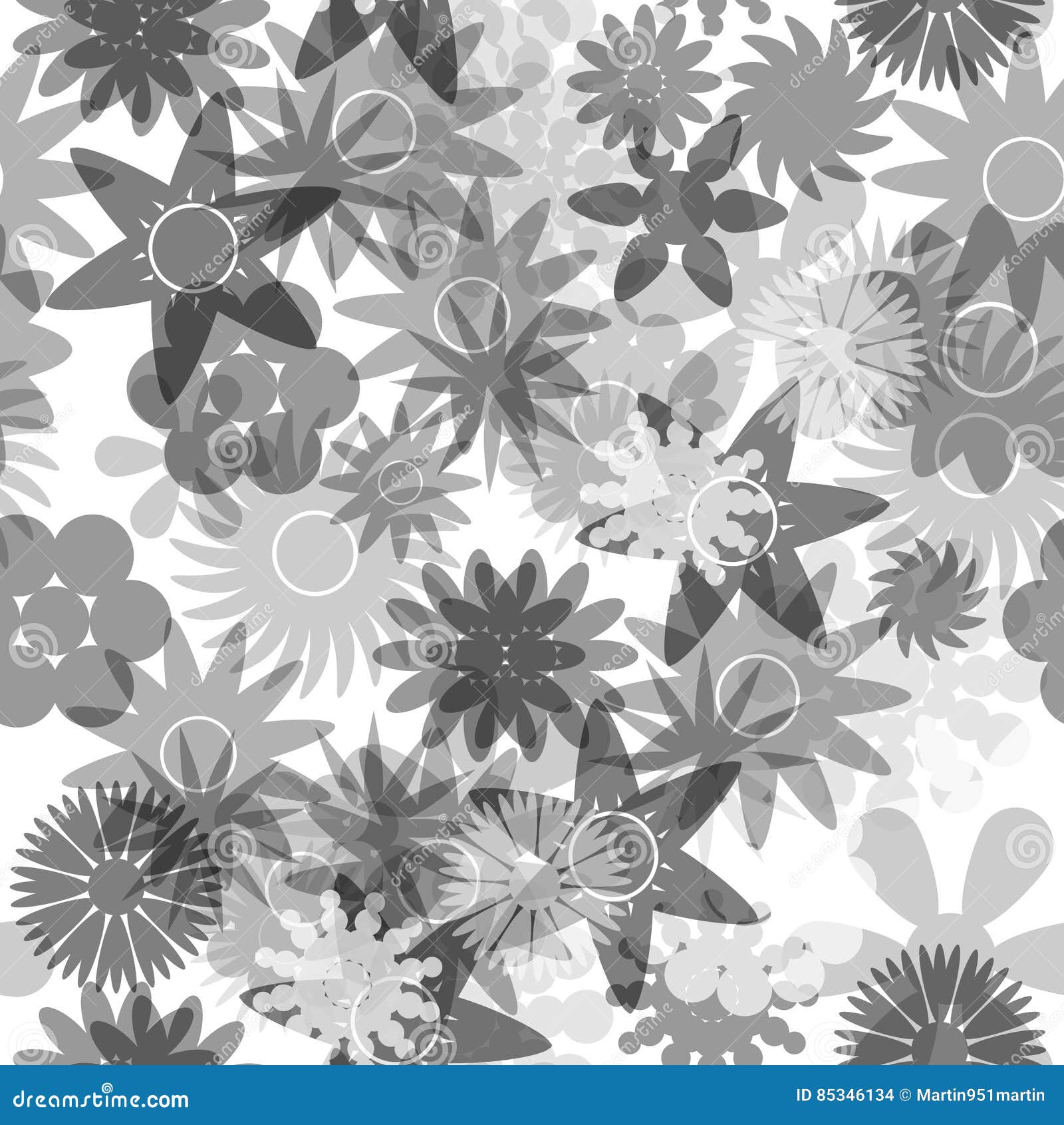 Seamless Gray Water Colours Simple Floral Pattern Eps10 Stock Vector ...