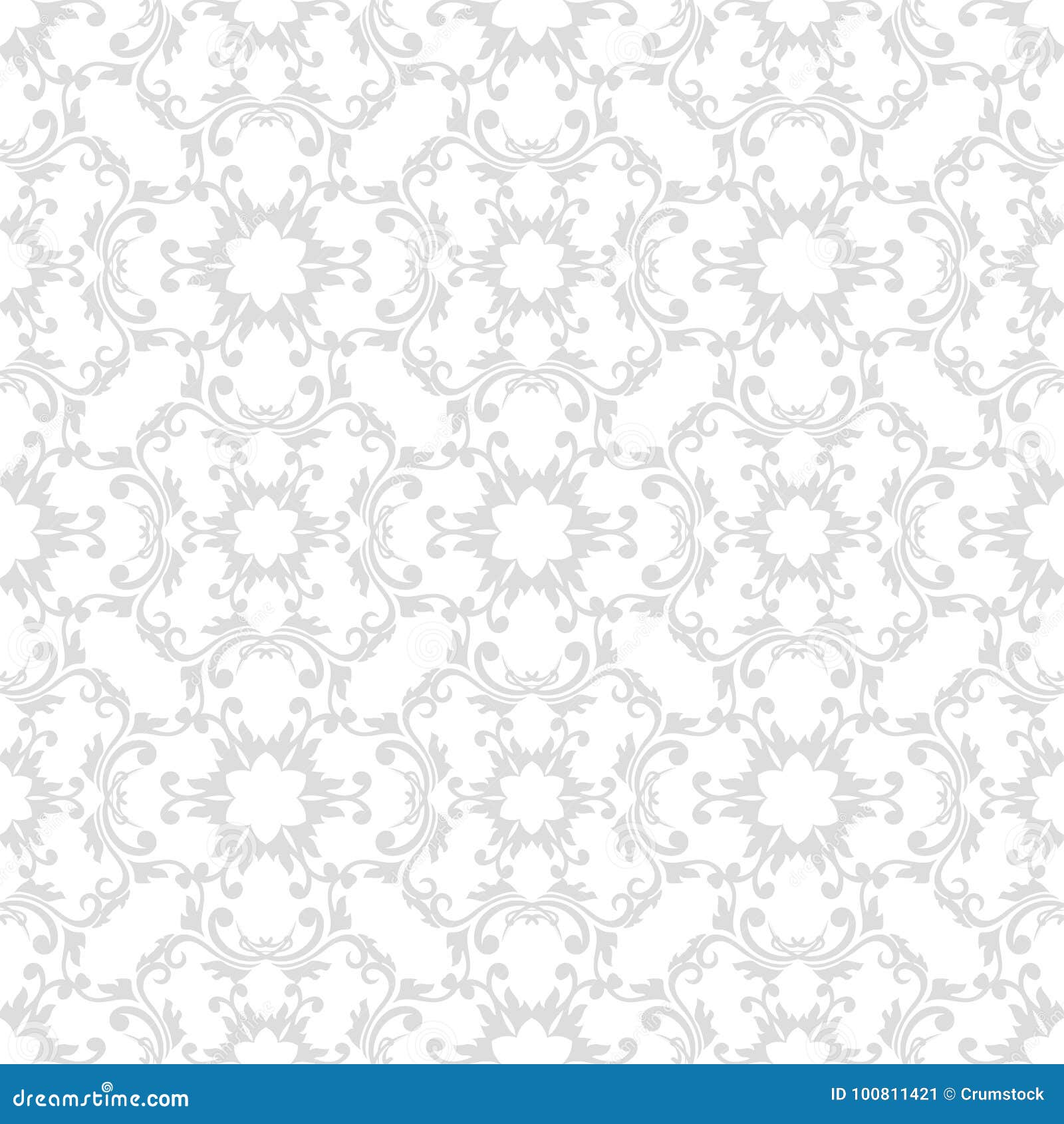 Seamless Gray and White Pattern with Wallpaper Ornaments Stock Vector ...