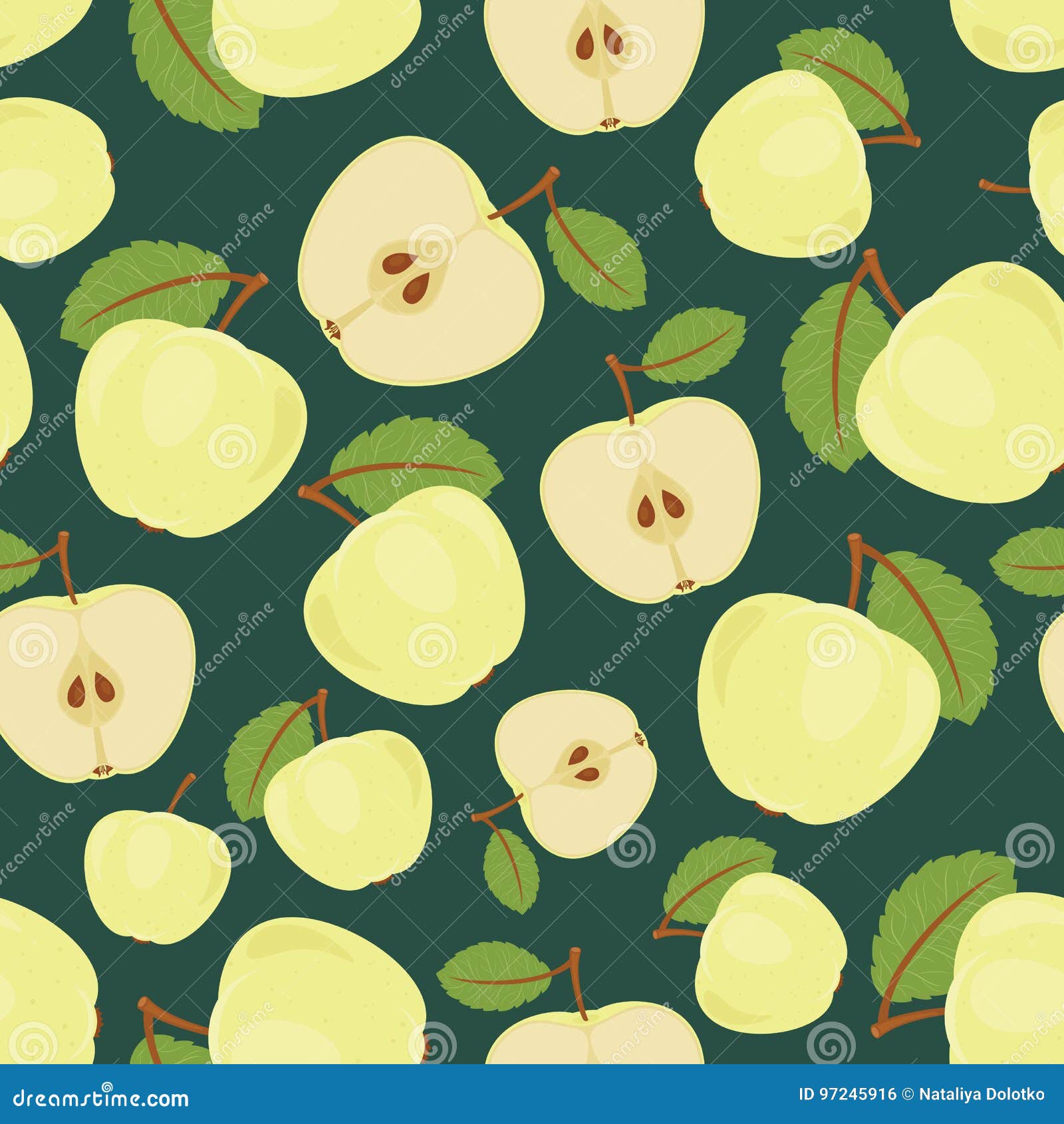 Seamless Green Apple Pattern Stock Vector Illustration Of Gardening
