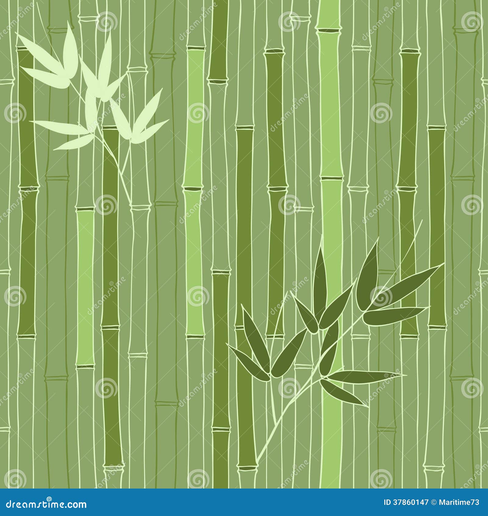 Seamless Green Bamboo Pattern Stock Illustration - Illustration of ...