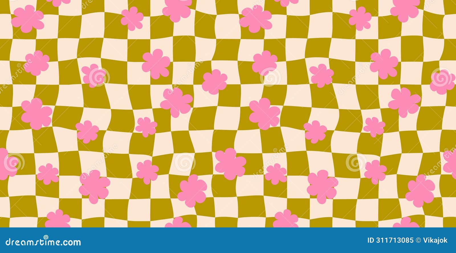 Seamless Green Beige Checkerboard Pattern. Repeating Distorted ...