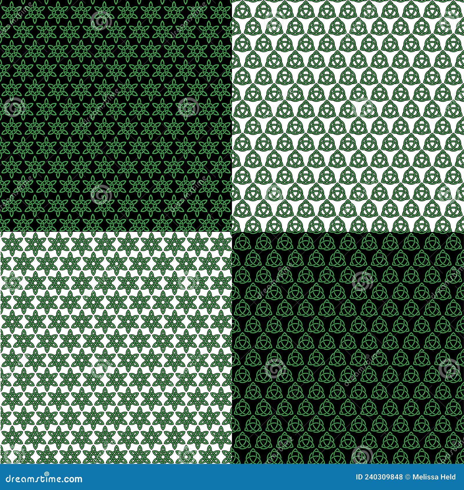 Seamless Green and Black Celtic Vector Patterns Stock Vector ...