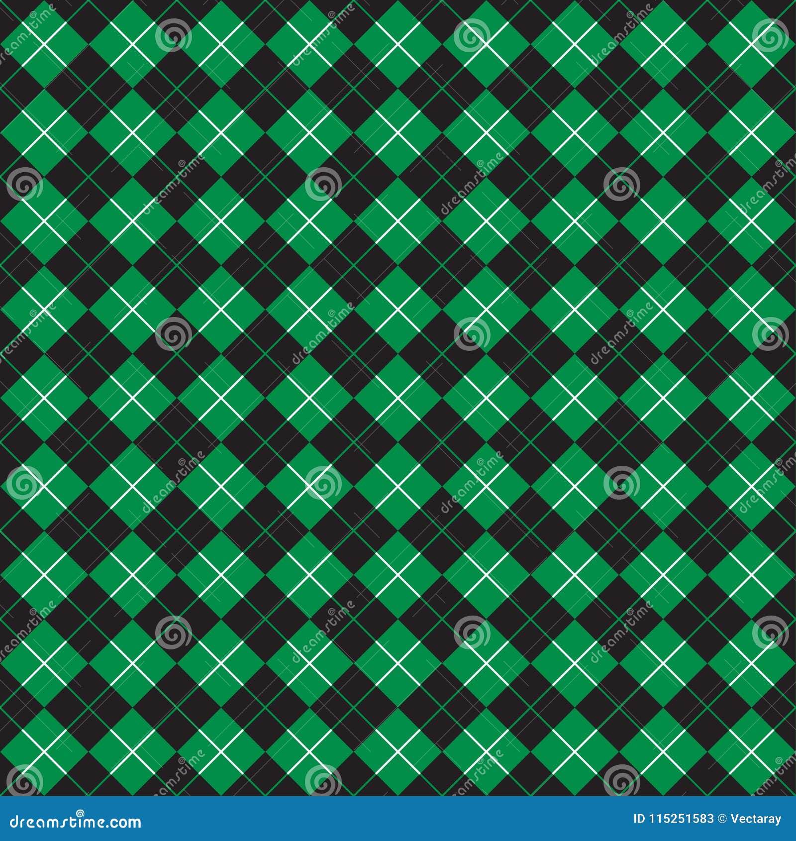 Seamless Green and Black Checkered Fabric Pattern Background Texture ...