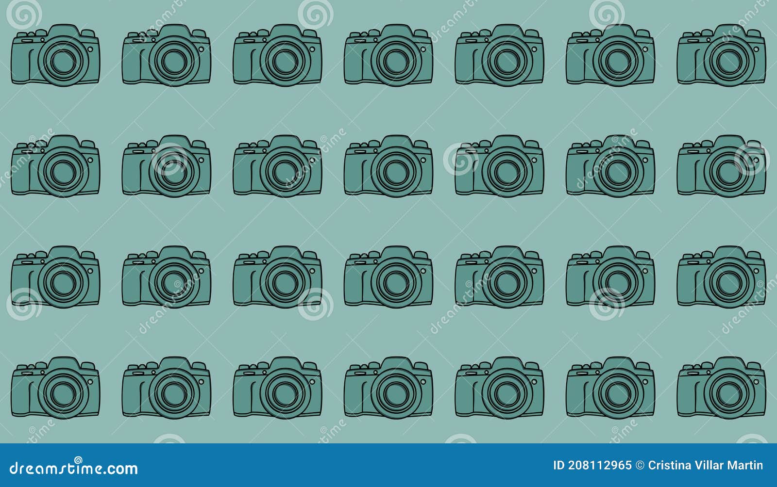 Seamless Green Camera Pattern at Green Pastel Background Stock Vector ...