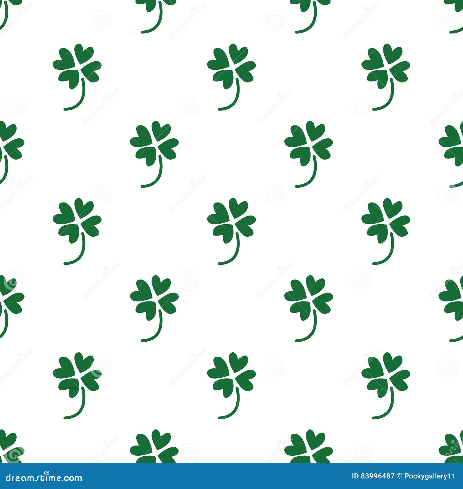 Seamless Green Clover Pattern on White Stock Illustration ...
