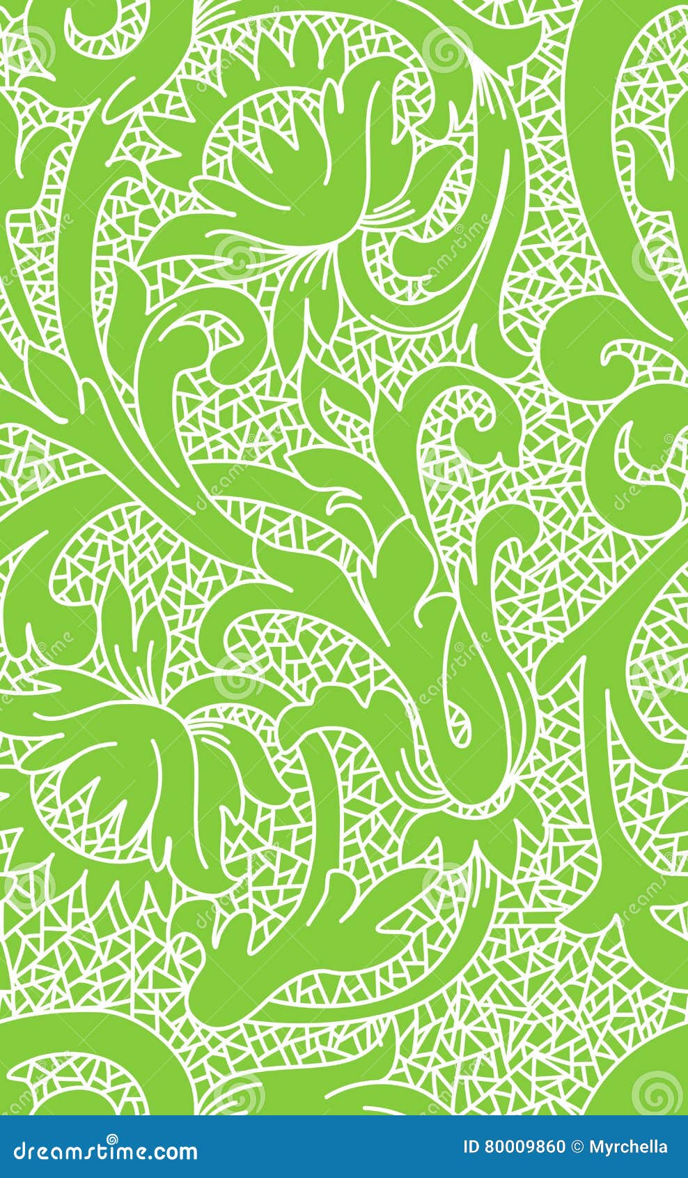 Seamless Green Floral Lace Pattern Stock Illustration - Illustration of ...