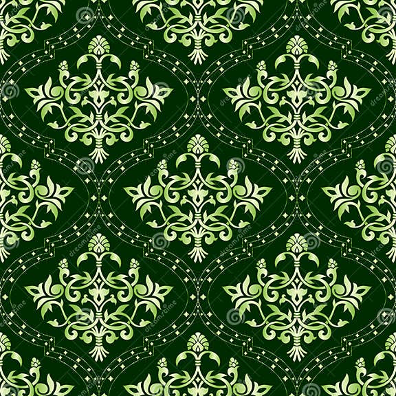 Seamless Green Floral Pattern Stock Vector - Illustration of swirls ...