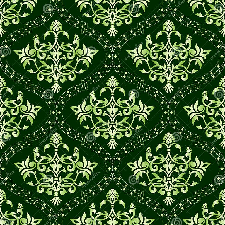 Seamless Green Floral Pattern Stock Vector - Illustration of swirls ...
