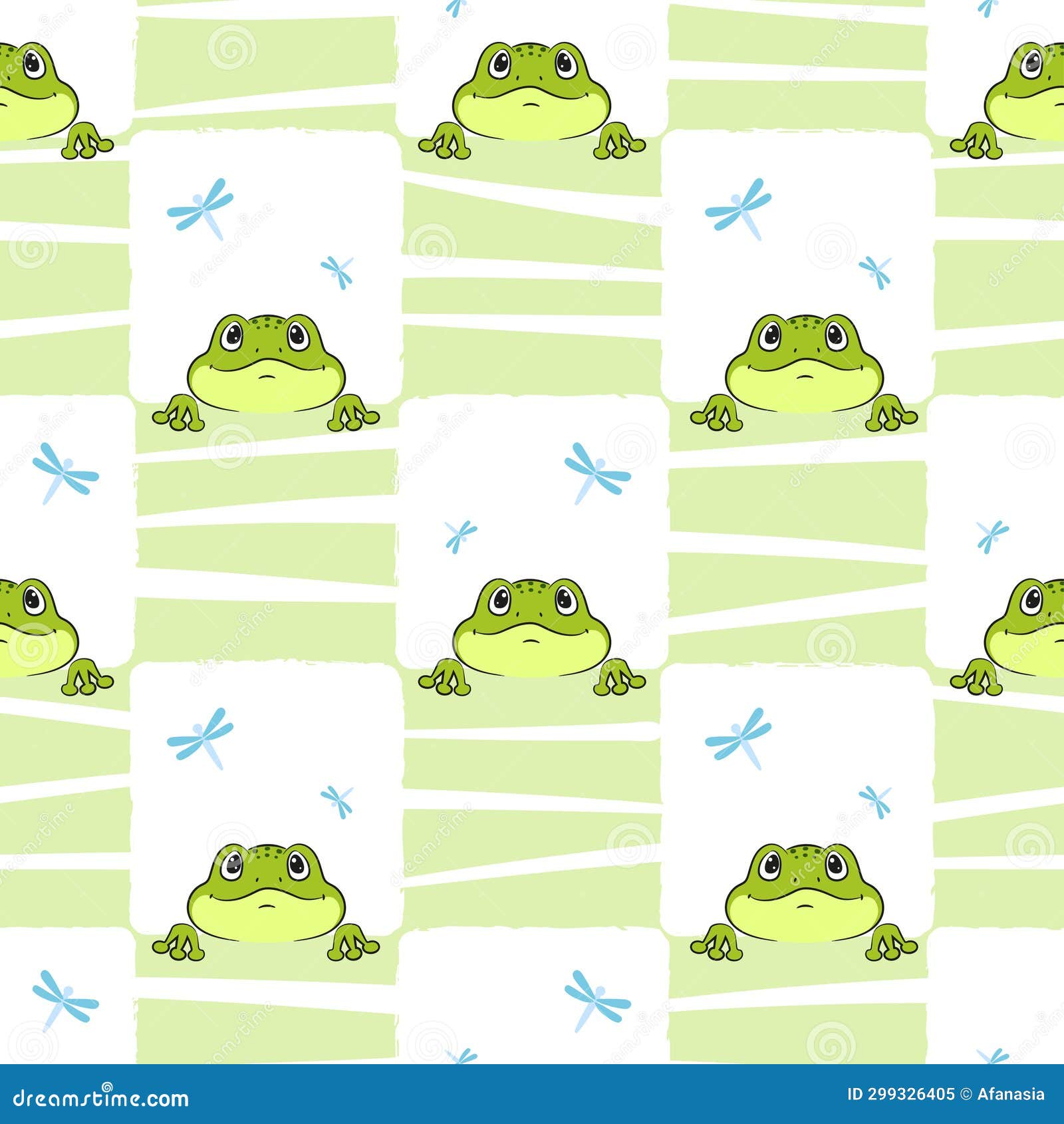 Seamless Green Frog Pattern. Vector Illustration with Frogs and ...