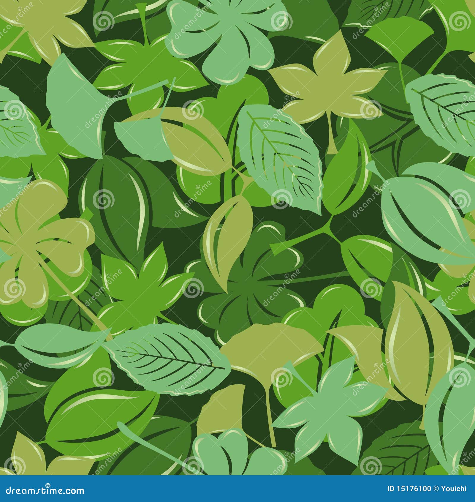 Seamless Green Leaf Pattern Stock Vector - Illustration of forest, leaf ...