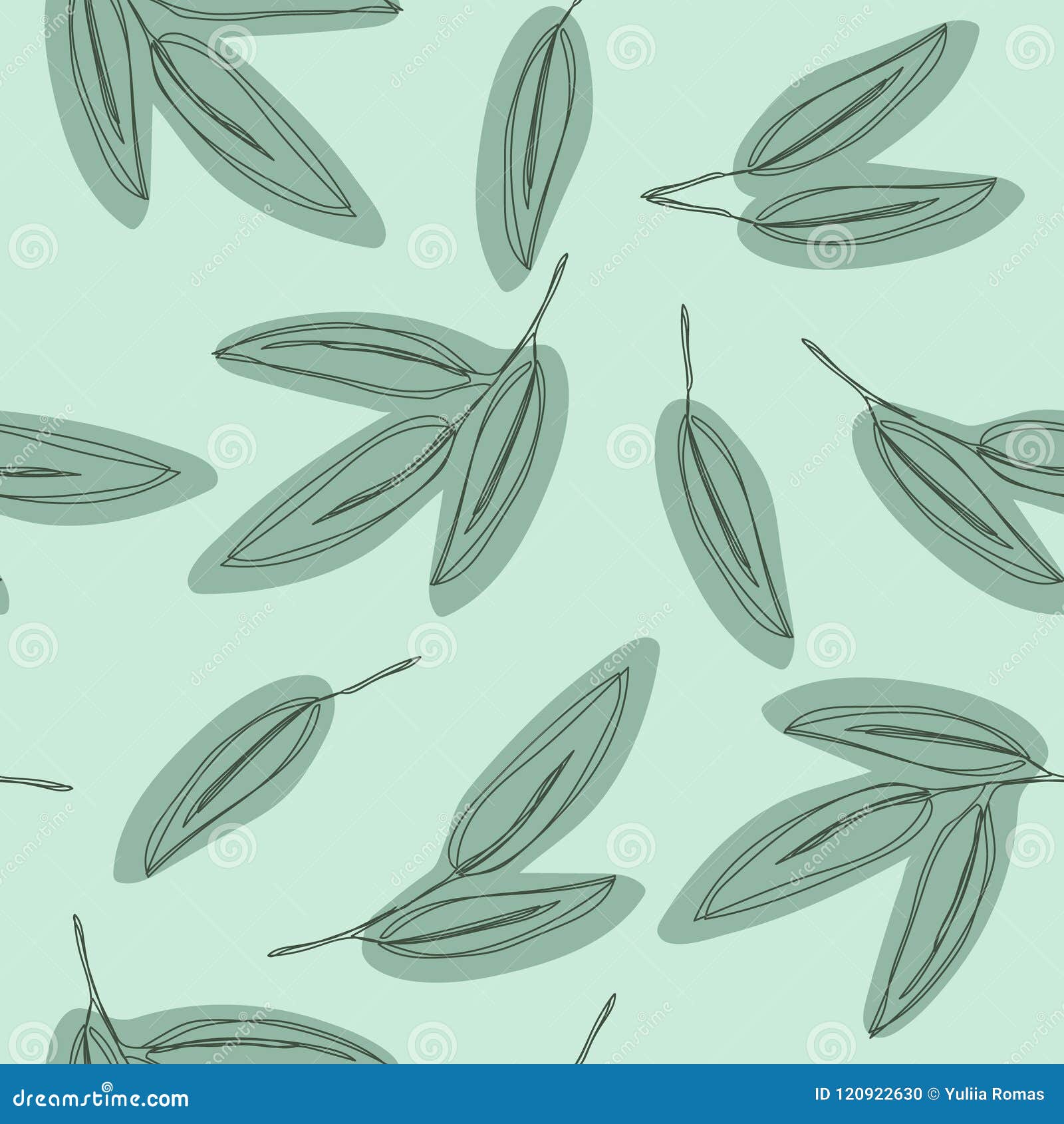 Seamless Green Leaf Pattern. Eucalyptus Leaves Background. Stock Vector ...