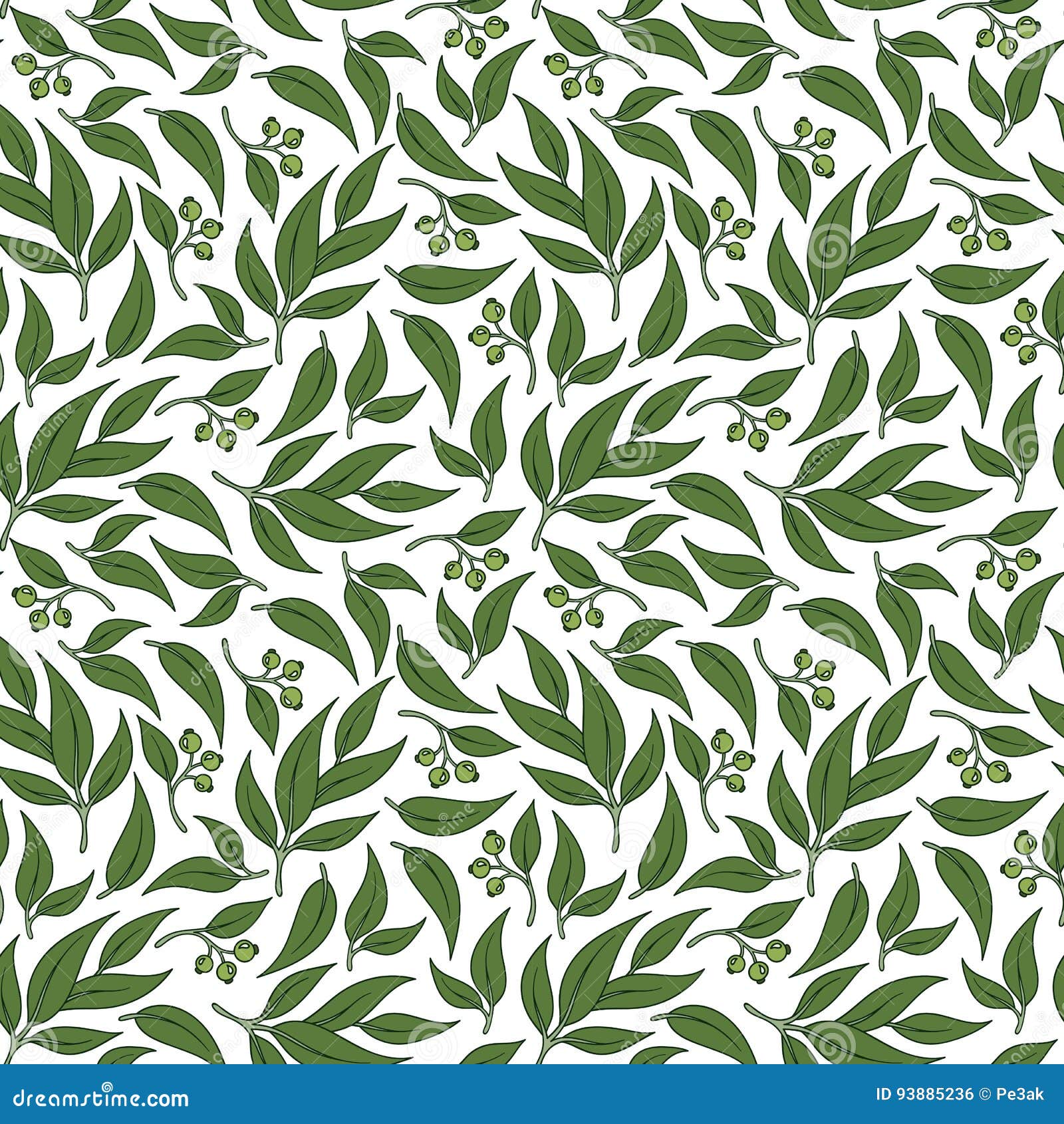 Seamless Green Leaf Pattern. Stock Vector - Illustration of background ...