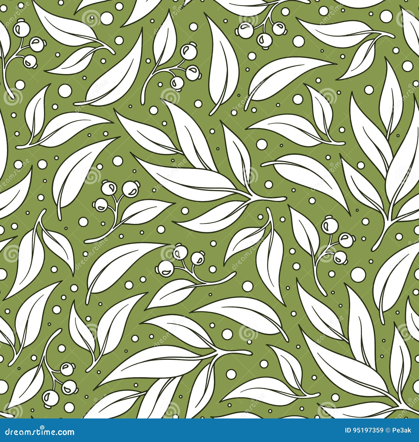 Seamless Green Leaf Pattern. Stock Illustration - Illustration of ...