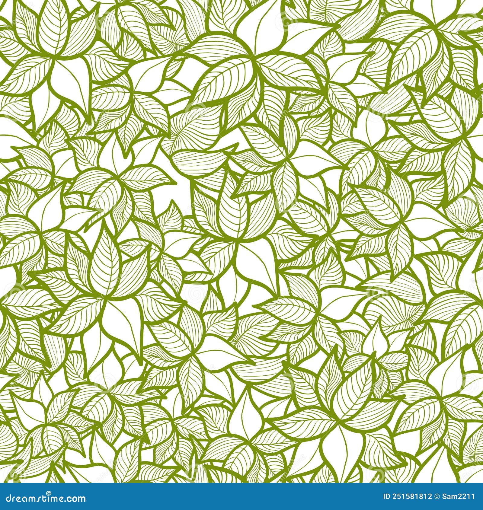 Seamless Green Leaves Pattern Stock Illustration - Illustration of tree ...
