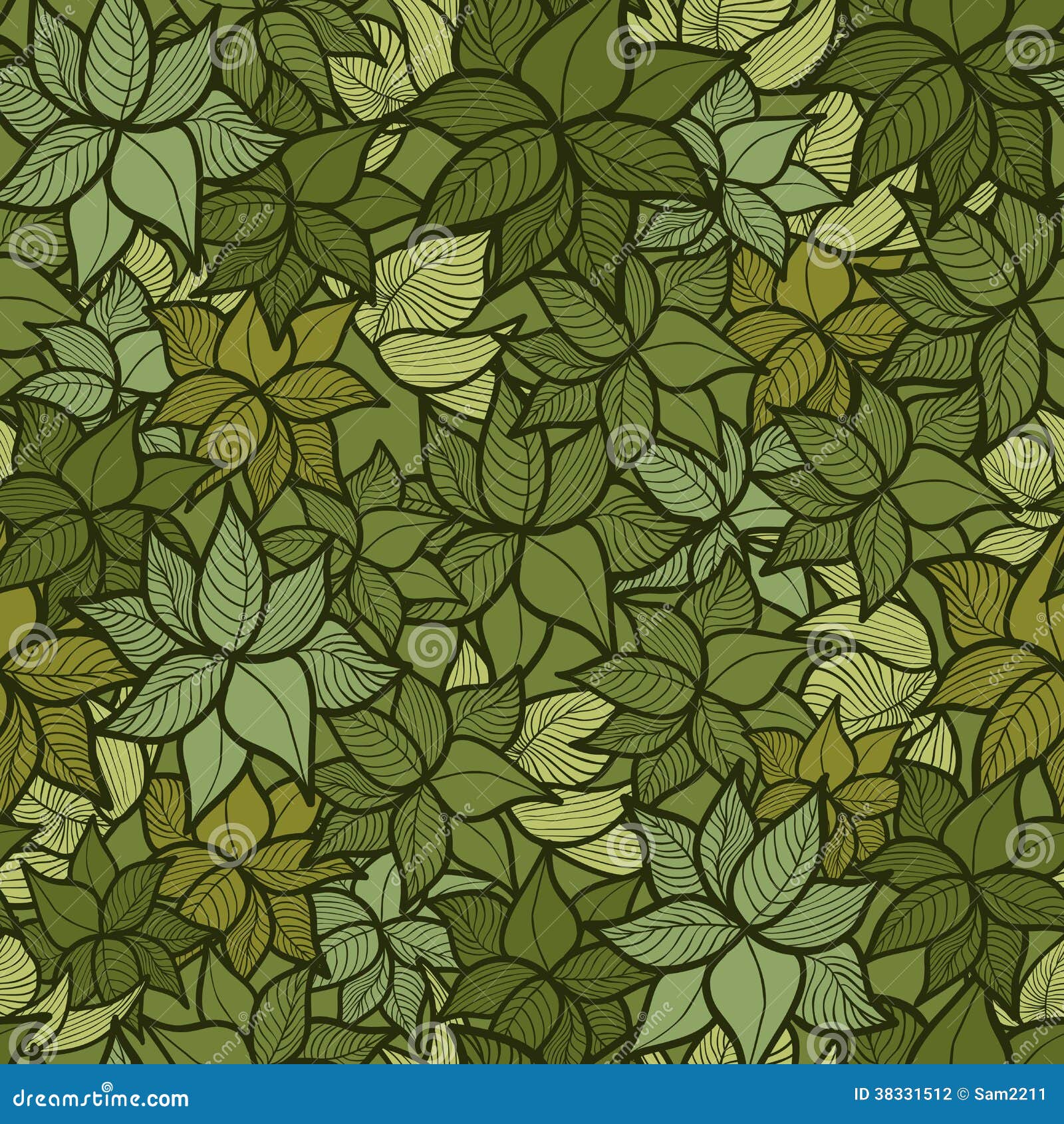 Seamless Green Leaves Pattern Stock Vector - Illustration of texture ...