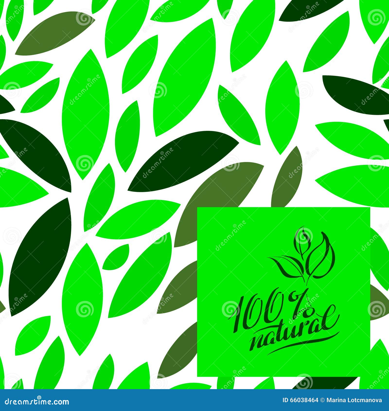 Seamless Green Leaves Pattern. Icons are on a White Background. Vector ...
